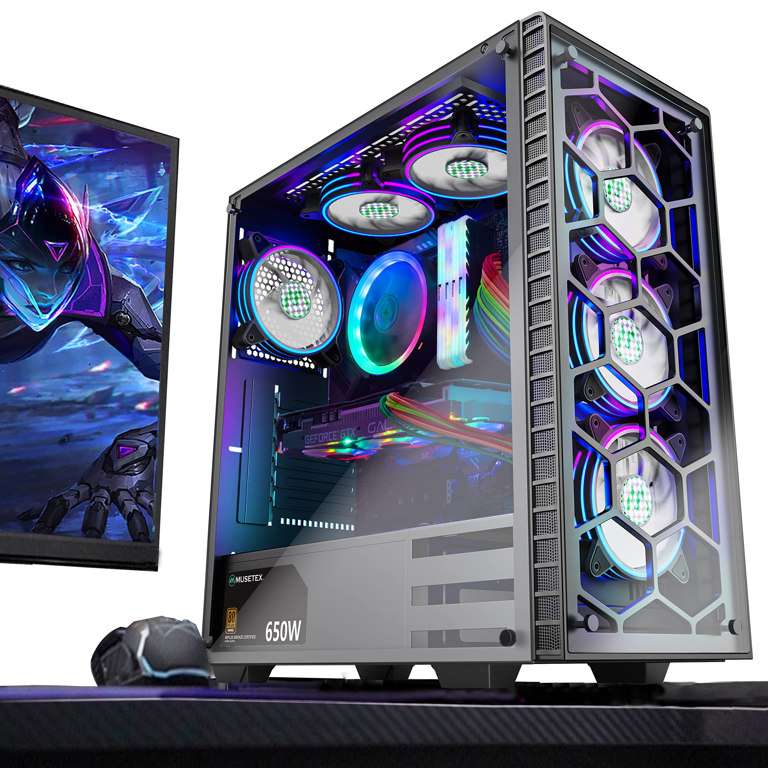 Snapklik.com : MUSETEX Phantom Black ATX Mid-Tower Desktop Computer ...