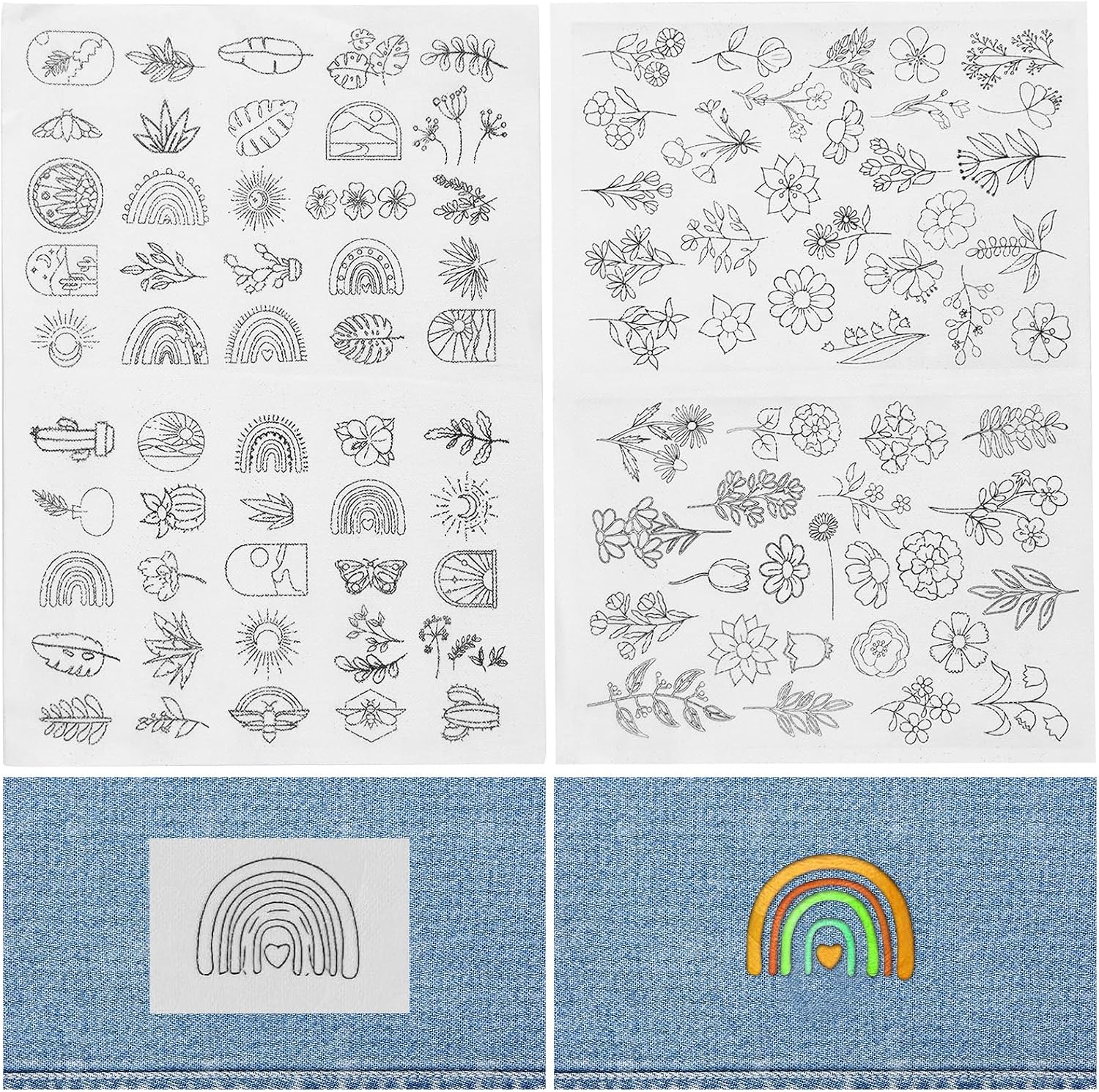 2Pcs Water Soluble Embroidery Stabilizer with 100 Pre-Printed Patterns ...