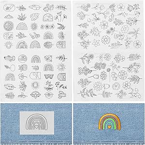 2Pcs Water Soluble Embroidery Stabilizer with 100 Pre-Printed Patterns ...