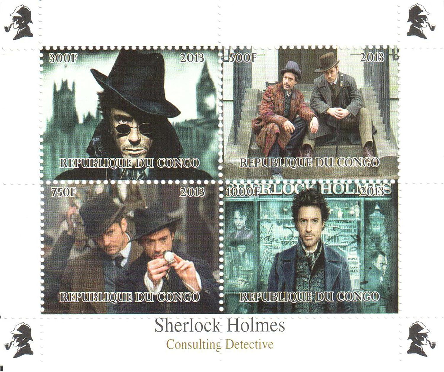 Amazon.com: Sherlock Holmes stamps for stamp collecting - Robert Downey ...