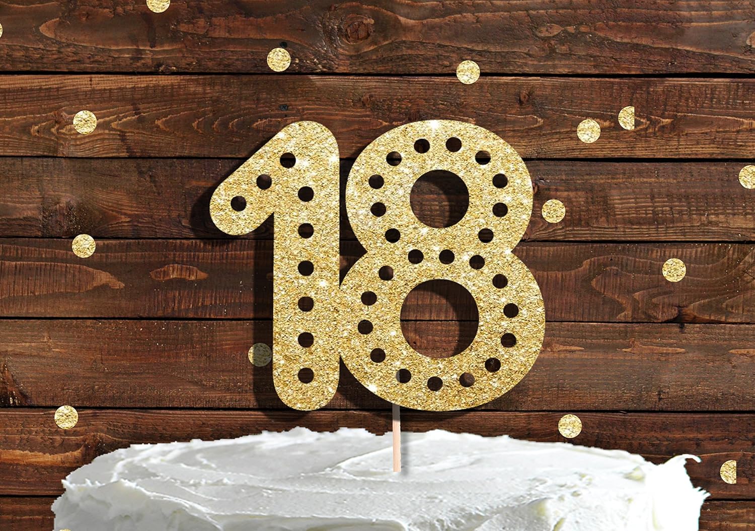 Number 18 Holes Gold Glitter Cake Topper 18th Birthday Party Eighteenth ...