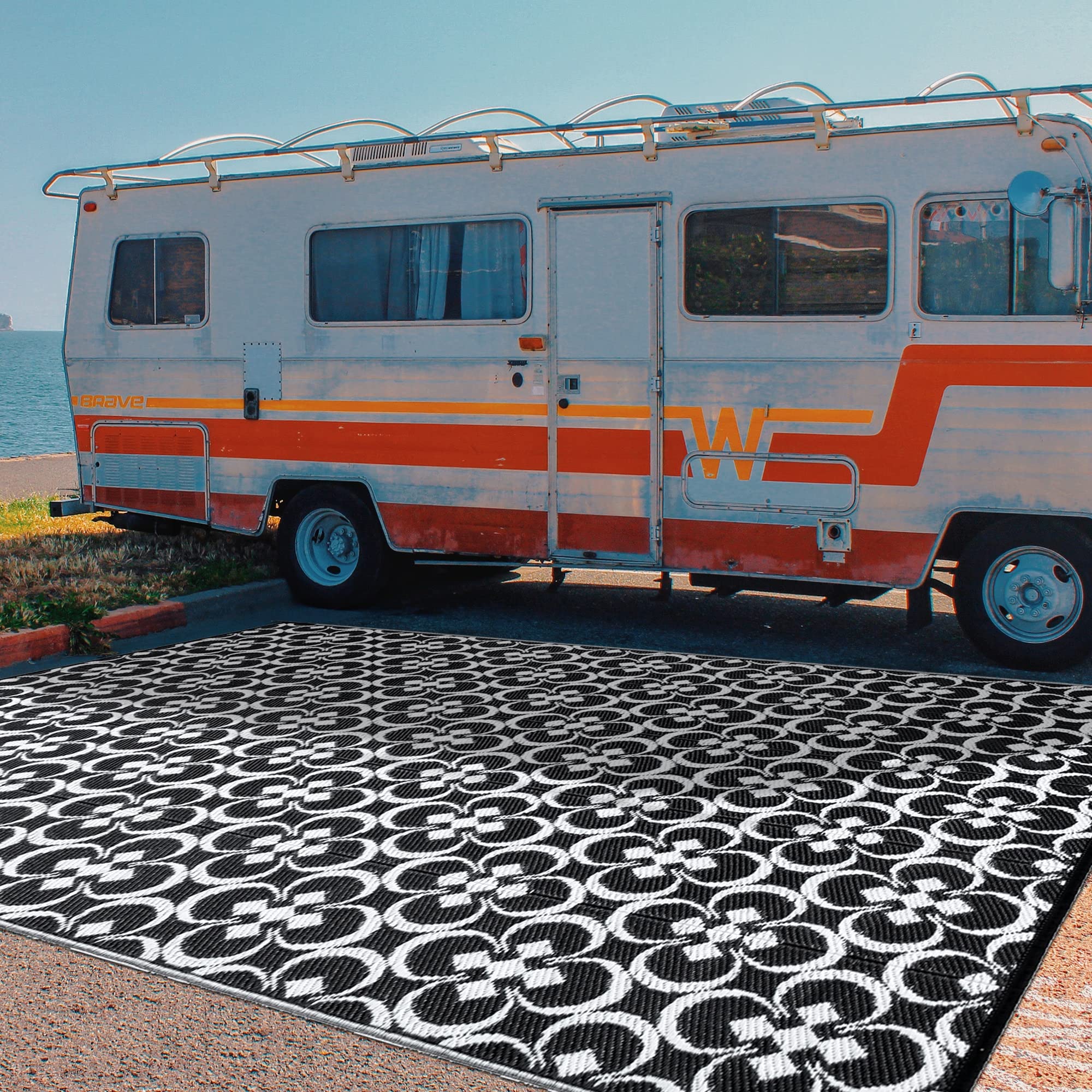 HUGEAR RV Outdoor Rug Waterproof Mat Outdoor Rugs 9'x12' for Patios ...