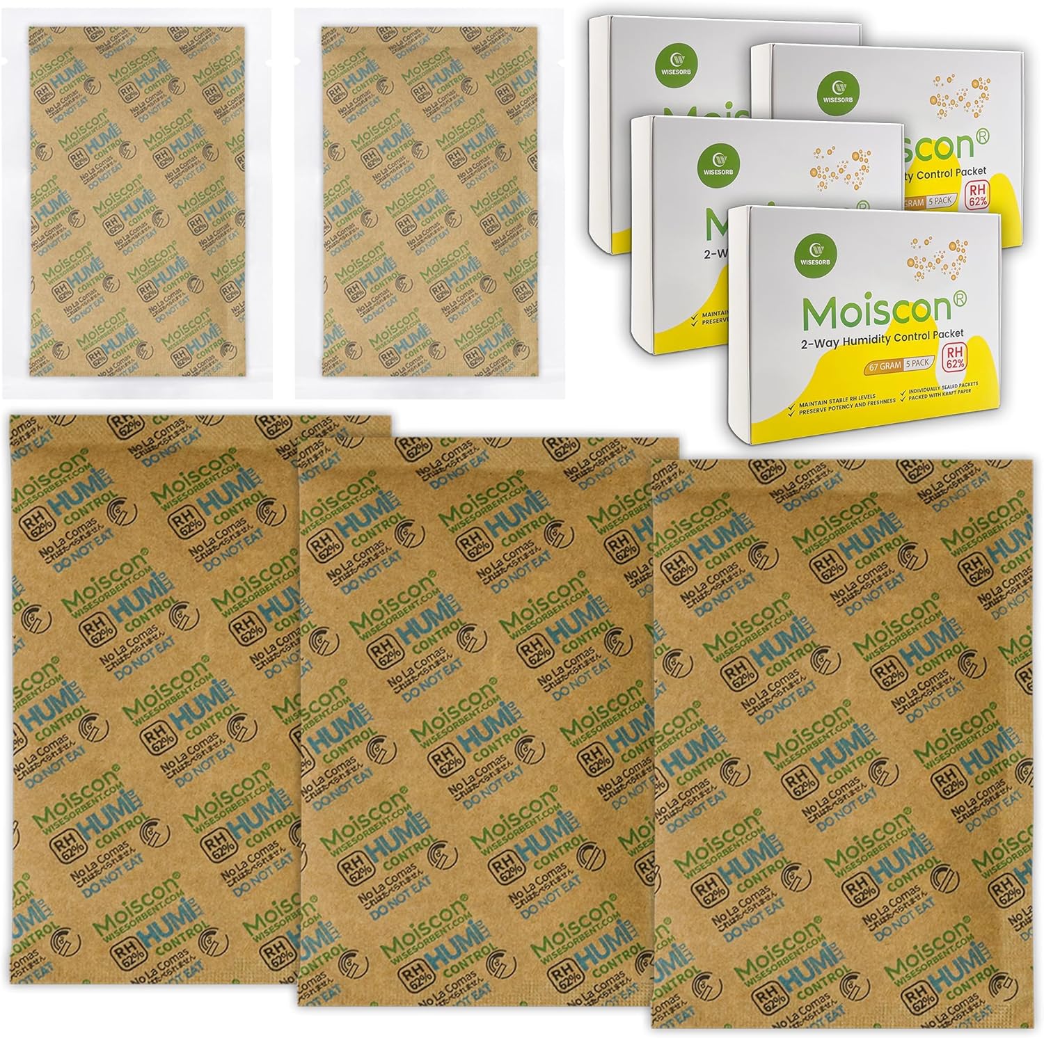 Amazon.com: Wisesorb 62% Two-Way Humidity Control Packs, 67 Gram 20 ...