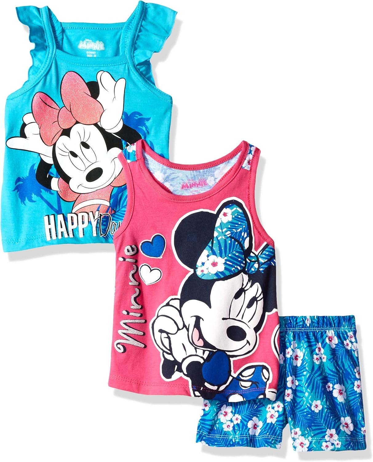 Amazon.com: Disney Girls' Toddler 3 Piece Minnie Mouse Short Set ...