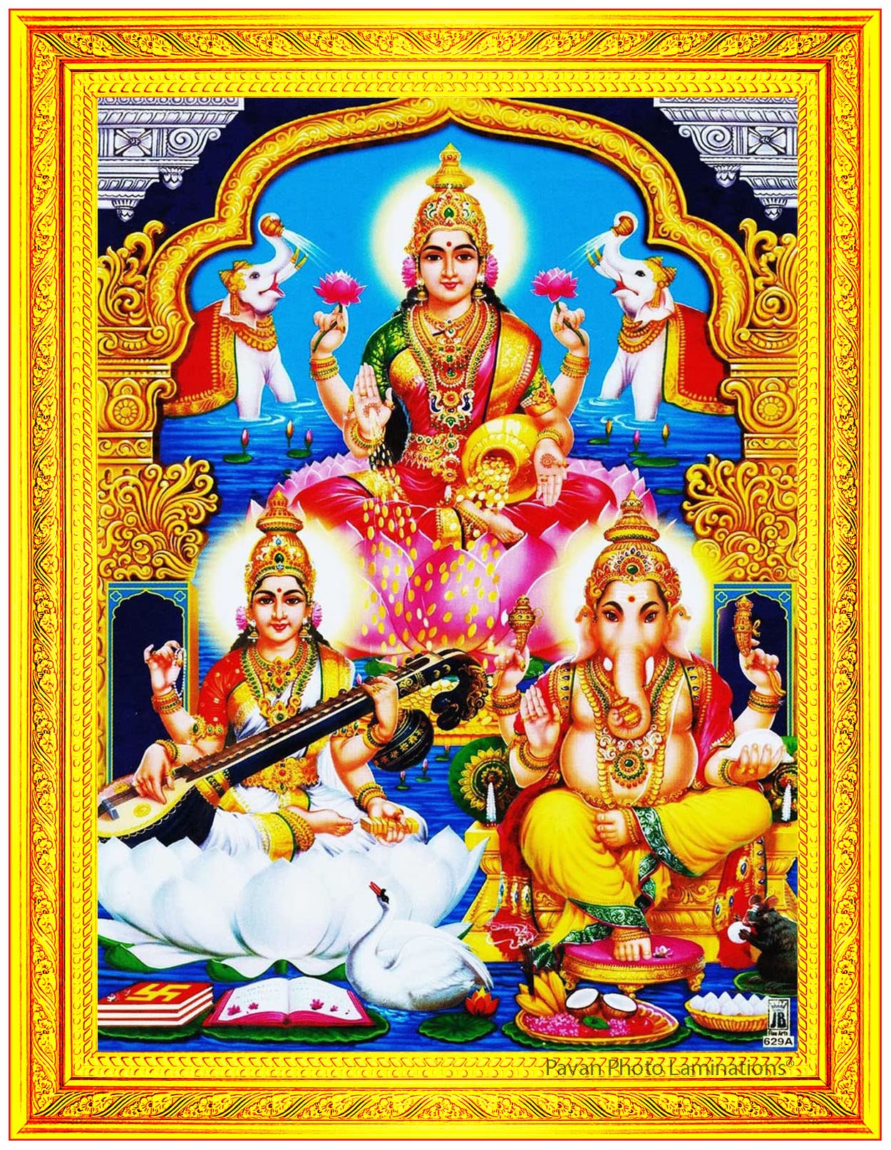 Pavan Photo Laminations Lakshmi Saraswati Ganesha Saraswathi Ganapathi ...