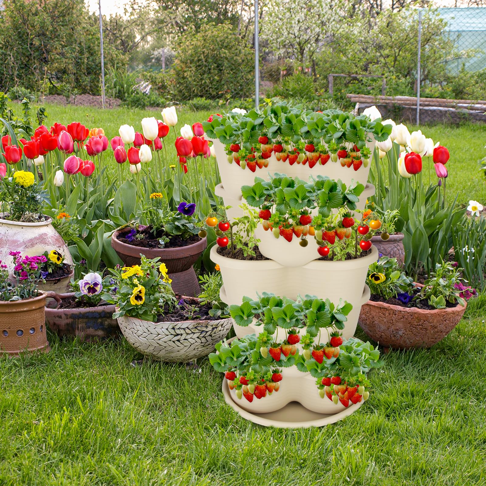 Snapklik.com : RooTrimmer 5 Tier Strawberry Planter Planter Pot, 2 Pack ...