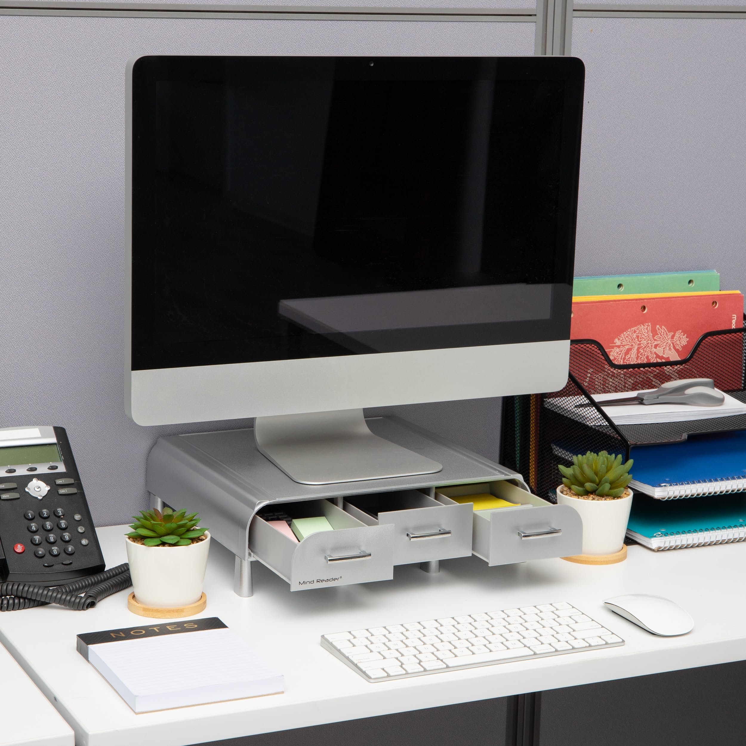 Snapklik.com : PC, Laptop, IMAC Monitor Stand And Desk Organizer, Silver