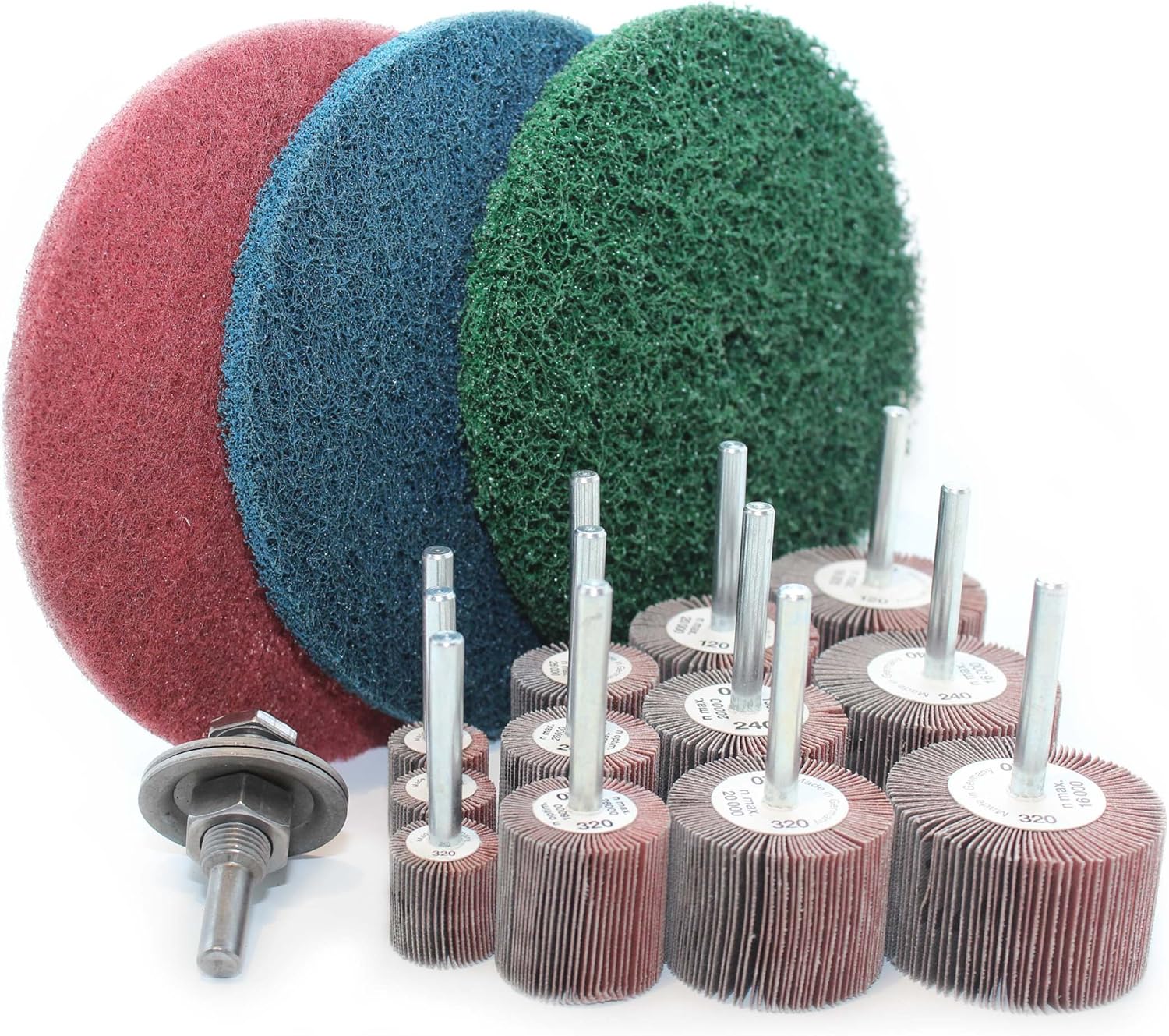 16-tlg. Schleifset, (Schleifvlies&Fächerschleifer), Bohrmaschine ...