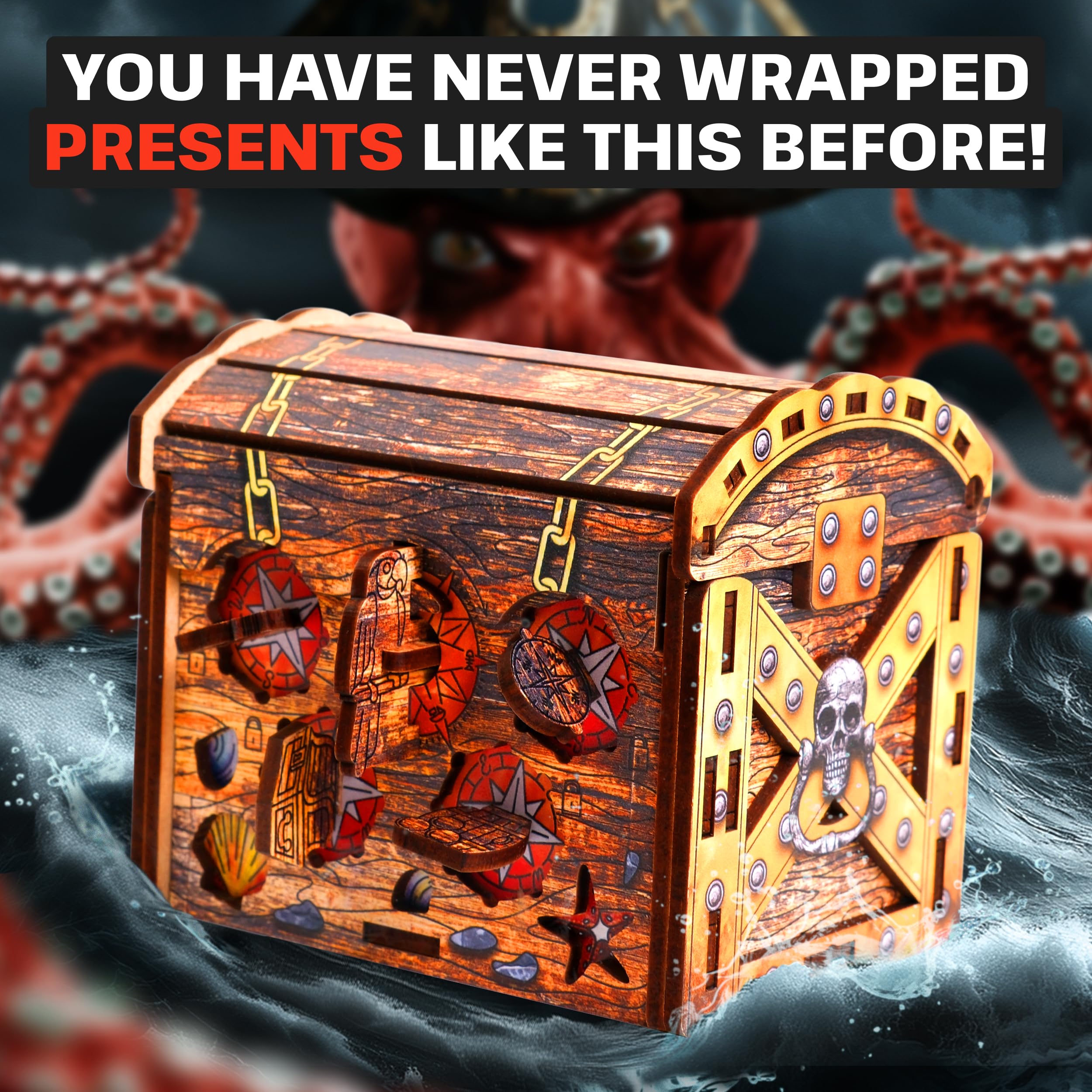 ESC WELT Pirate Treasure Chest – Secret Lock Gift Box – 3D Wooden ...
