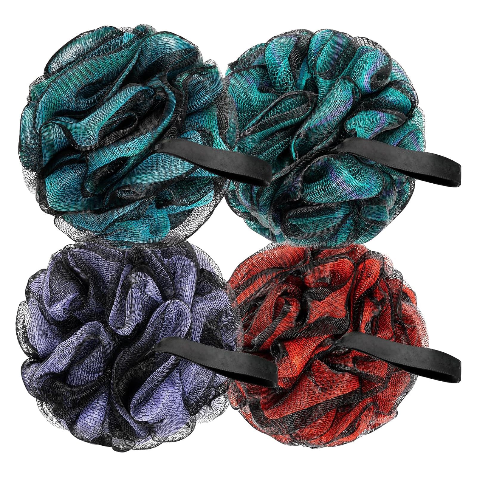 4Pcs Shower Loofah, Shower Puff, Men and Women Shower Sponge Men Women ...