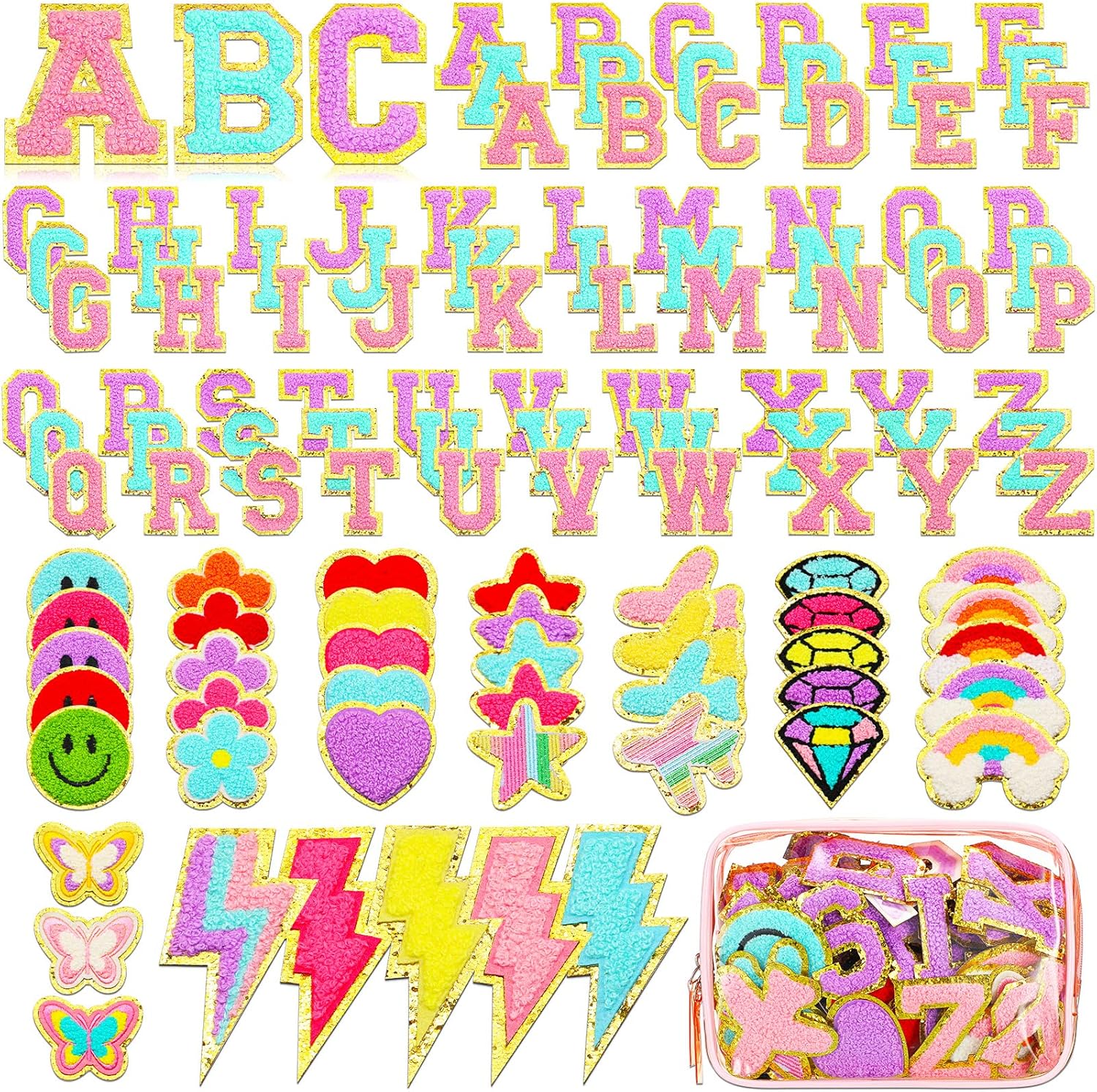 Amazon.com: 120 Pieces Chenille Letter Patches Iron on Patches Varsity ...