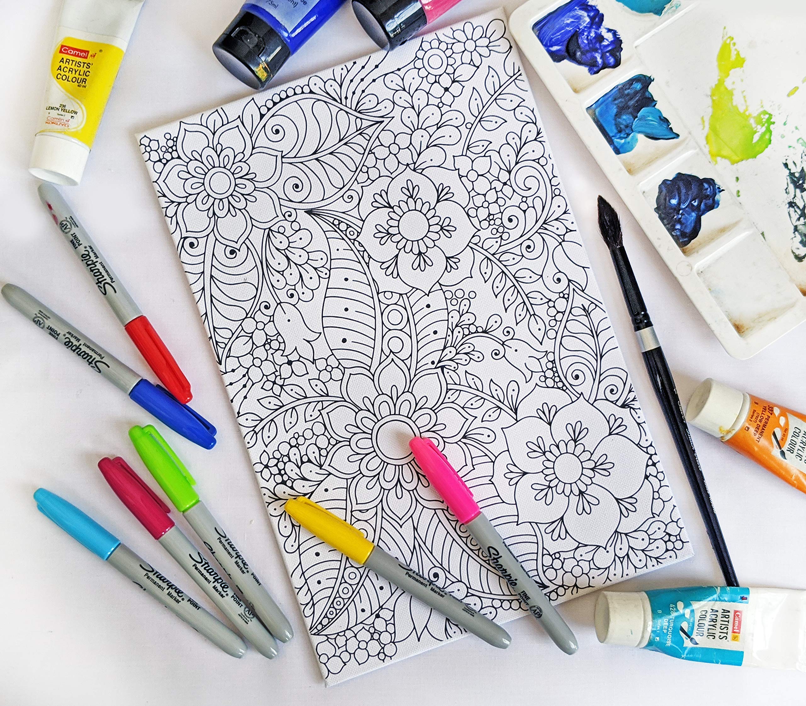 Forest Adult Coloring Canvas, Stretched primed canvas to color | 8 x 12 ...