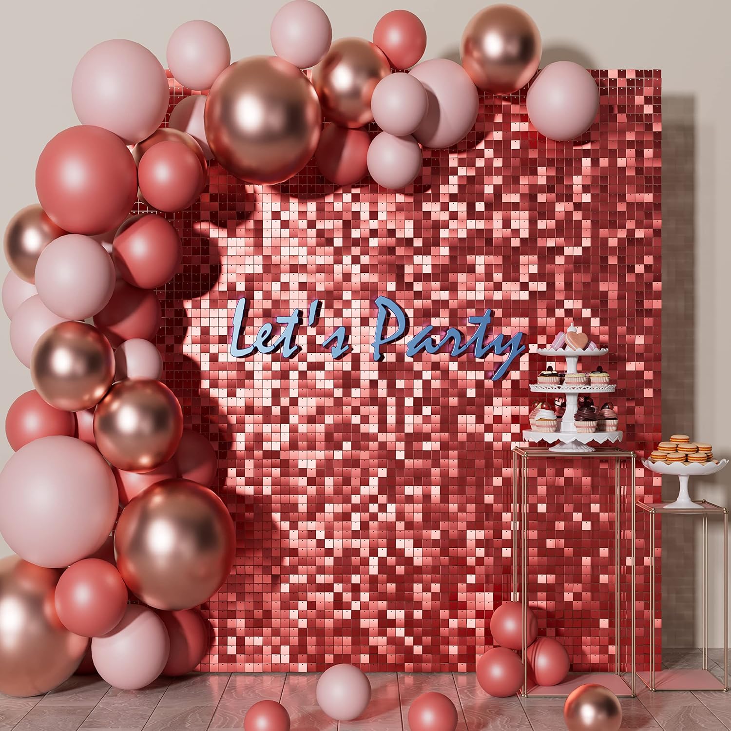 Amazon.com : COKAOBE Red Shimmer Wall Backdrop, 24 Panels Square Sequin ...