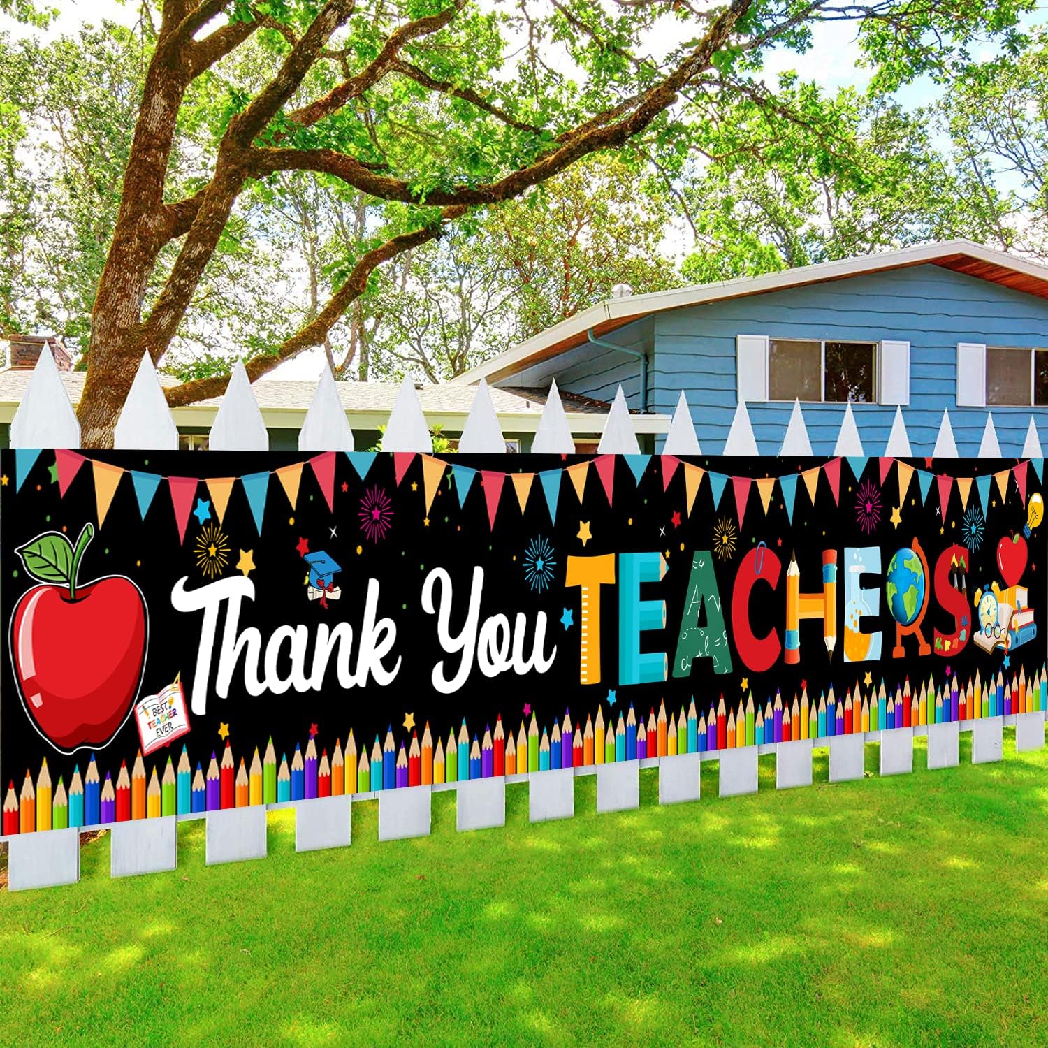 Amazon.com: Teacher Appreciation Decorations Graden Banner, Large 9.8 ...