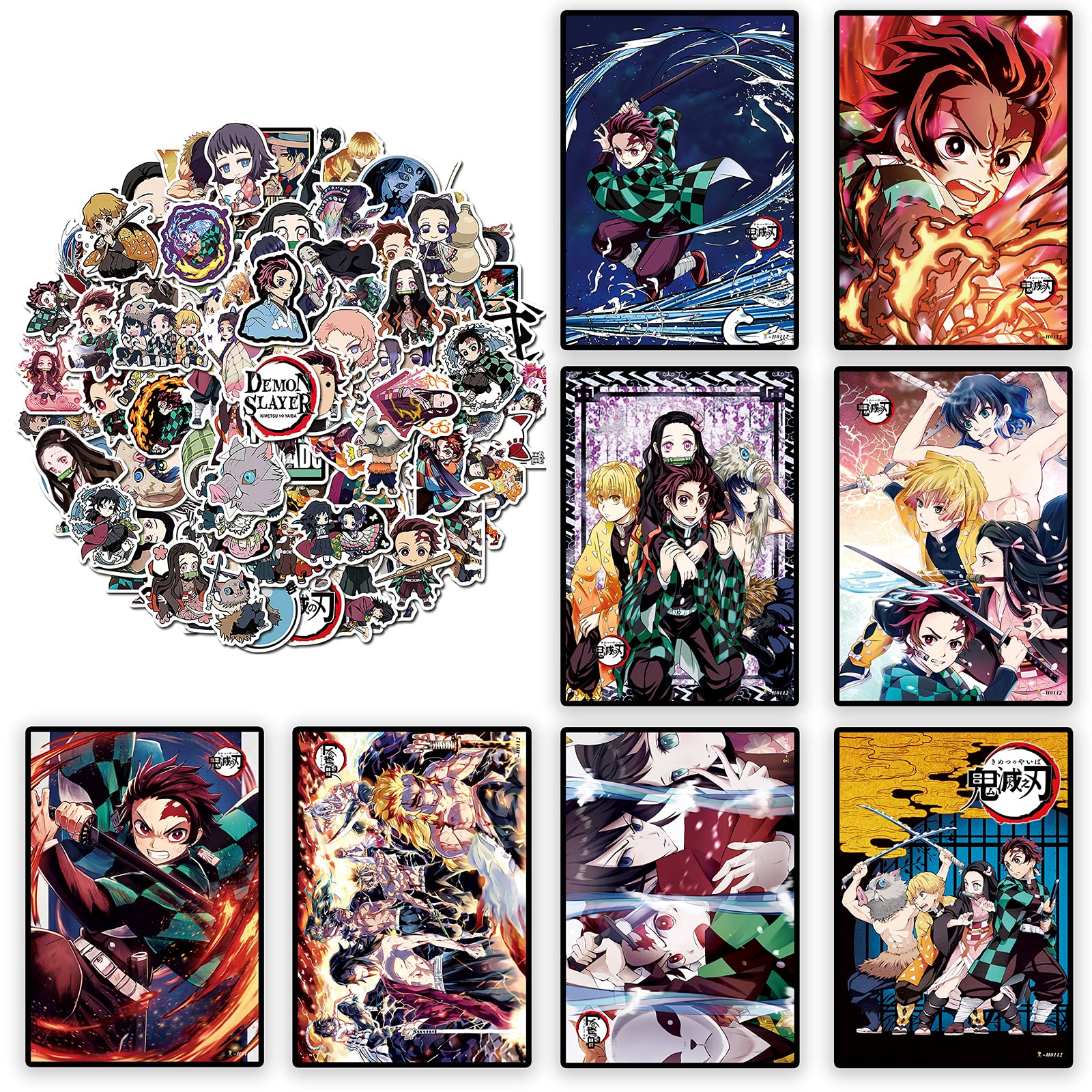 Buy GTOTd Anime Demon Slayer s Wall 8-Pack with Demon Slayer stickers ...