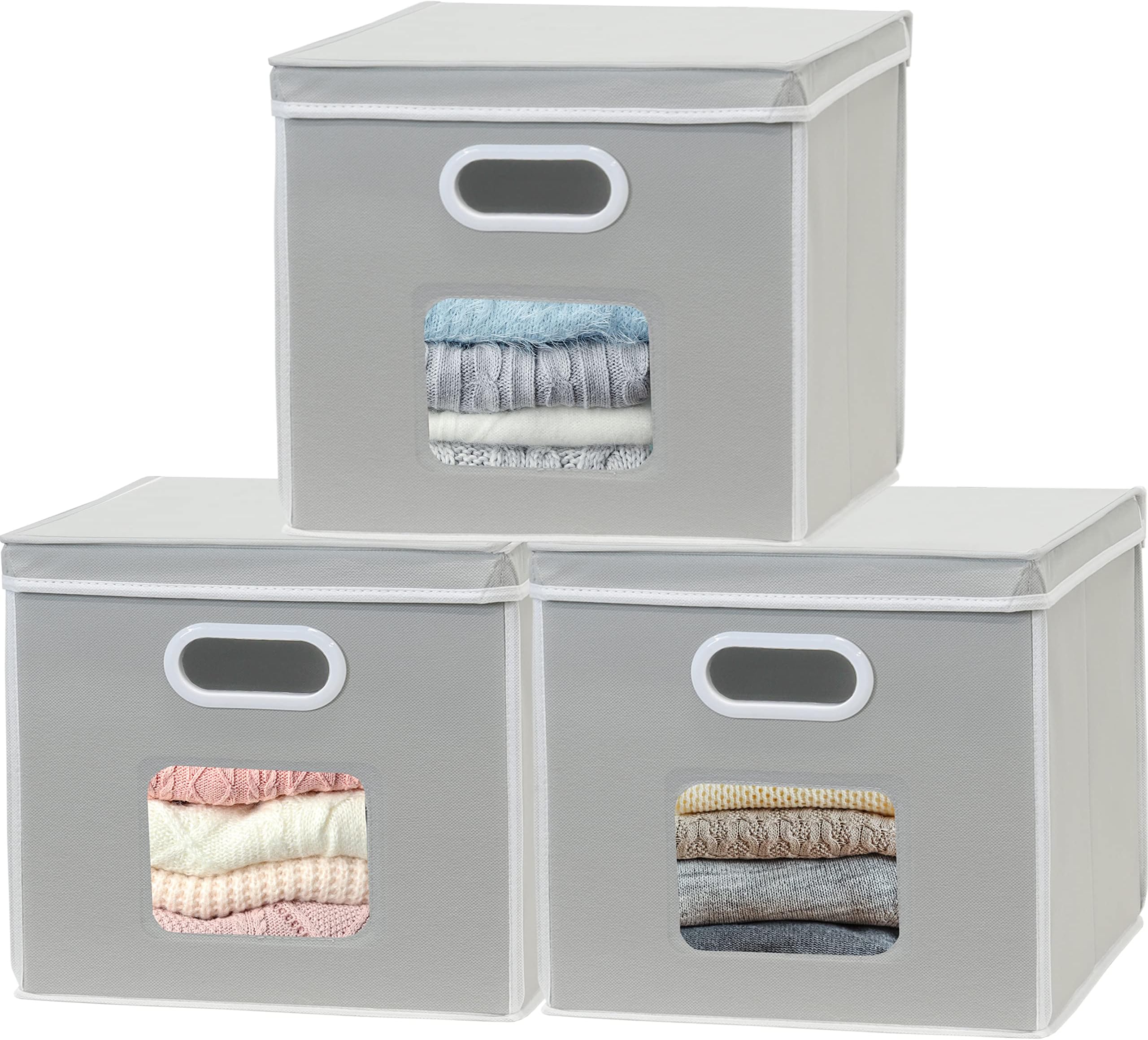 Amazon.com - Simple Houseware 3-Pack 12-Inch Clear Window Cube Storage ...