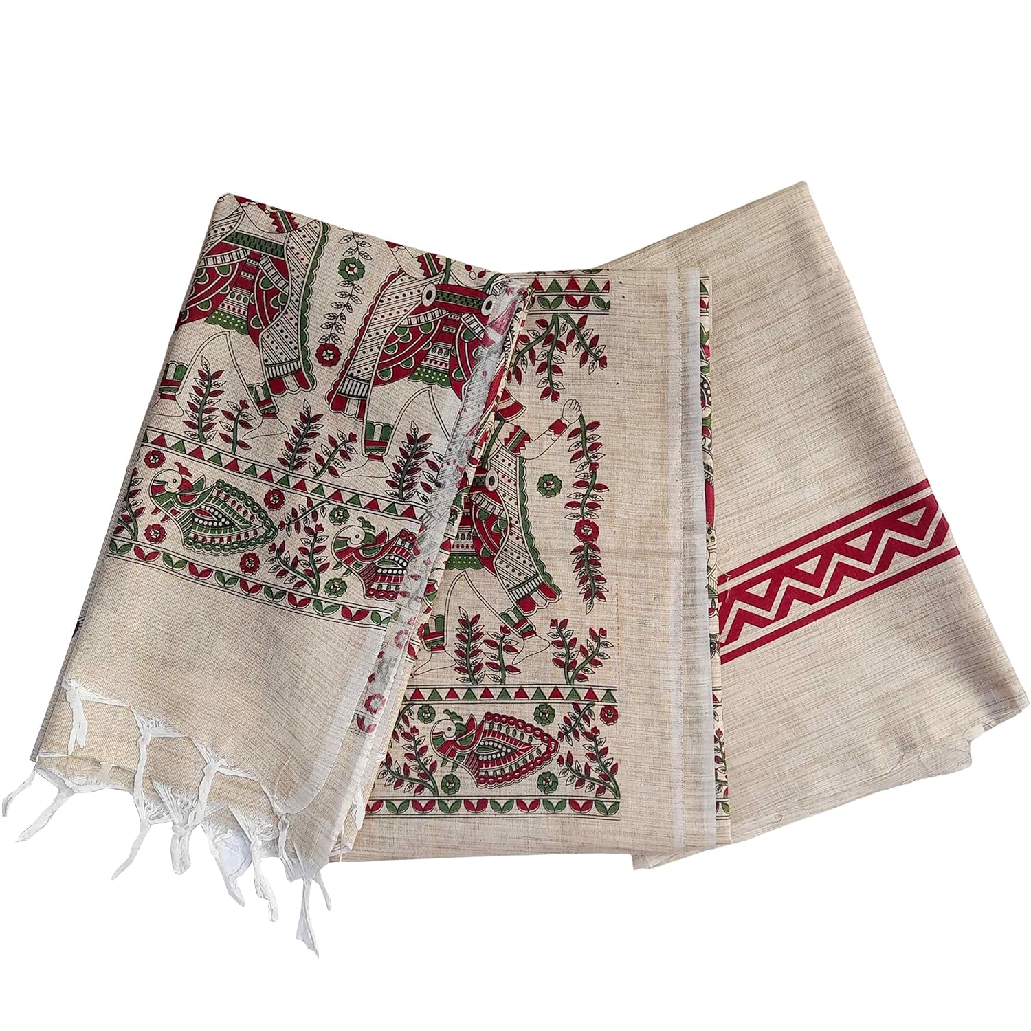 Buy Riyashree Cotton Khadi Unstitched Madhubani Print Suit Set for Women with Dupatta | Salwar ...