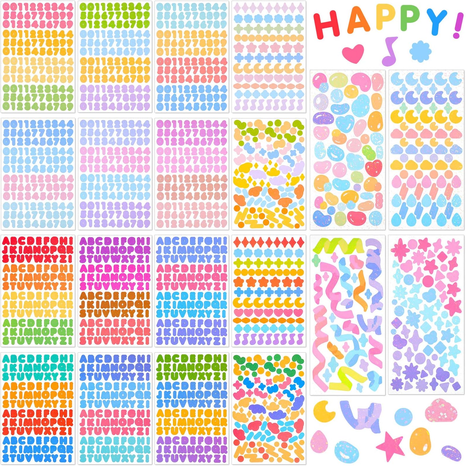 Amazon.com: 10 Sheets Letter Number Stickers, Colorful Self Adhesive ...