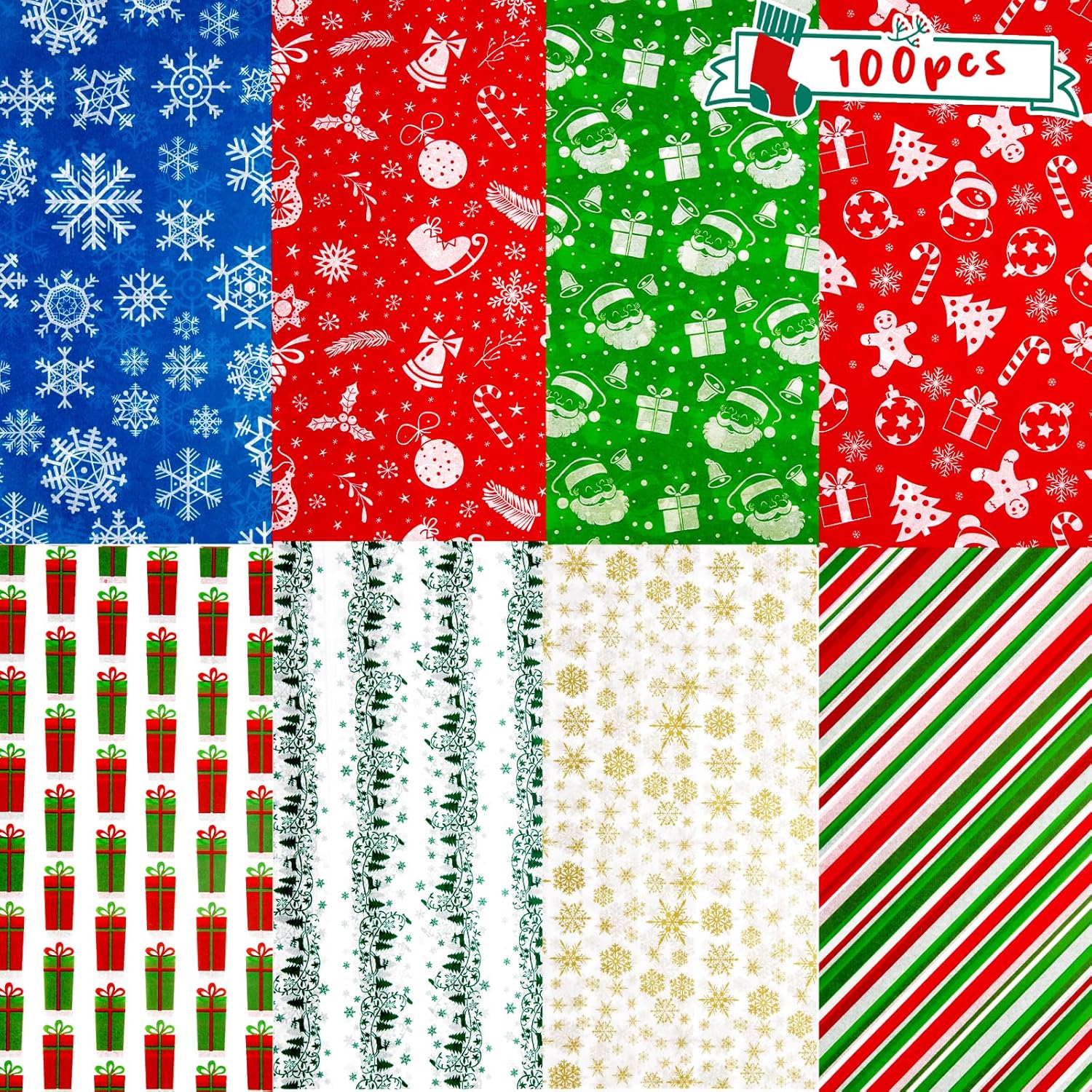 Amazon.com: Shindel 100 Sheets Christmas Tissue Paper, 20 x 14 Inch ...