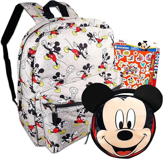 Amazon.com: Disney Mickey Mouse Backpack with Lunch Box Bundle ~ Deluxe ...