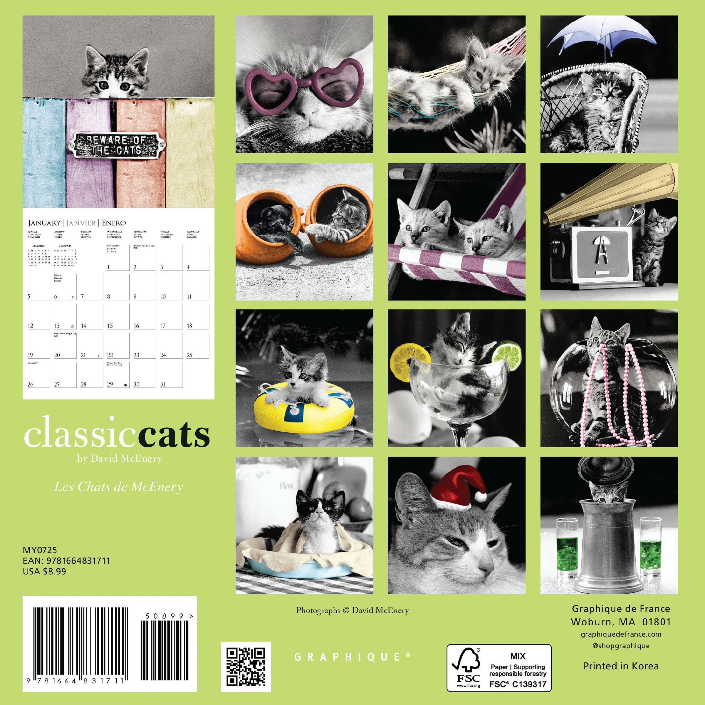 Snapklik.com : 2025 Classic Cats Mini Wall Calendar 7” X 7” Thick Paper ...
