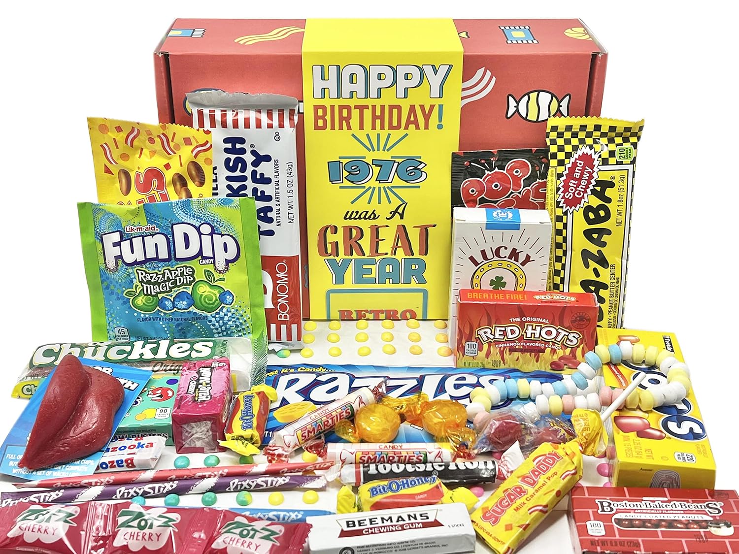 Amazon.com : RETRO CANDY YUM ~ 1976 48th Birthday Gift Box Nostalgic ...