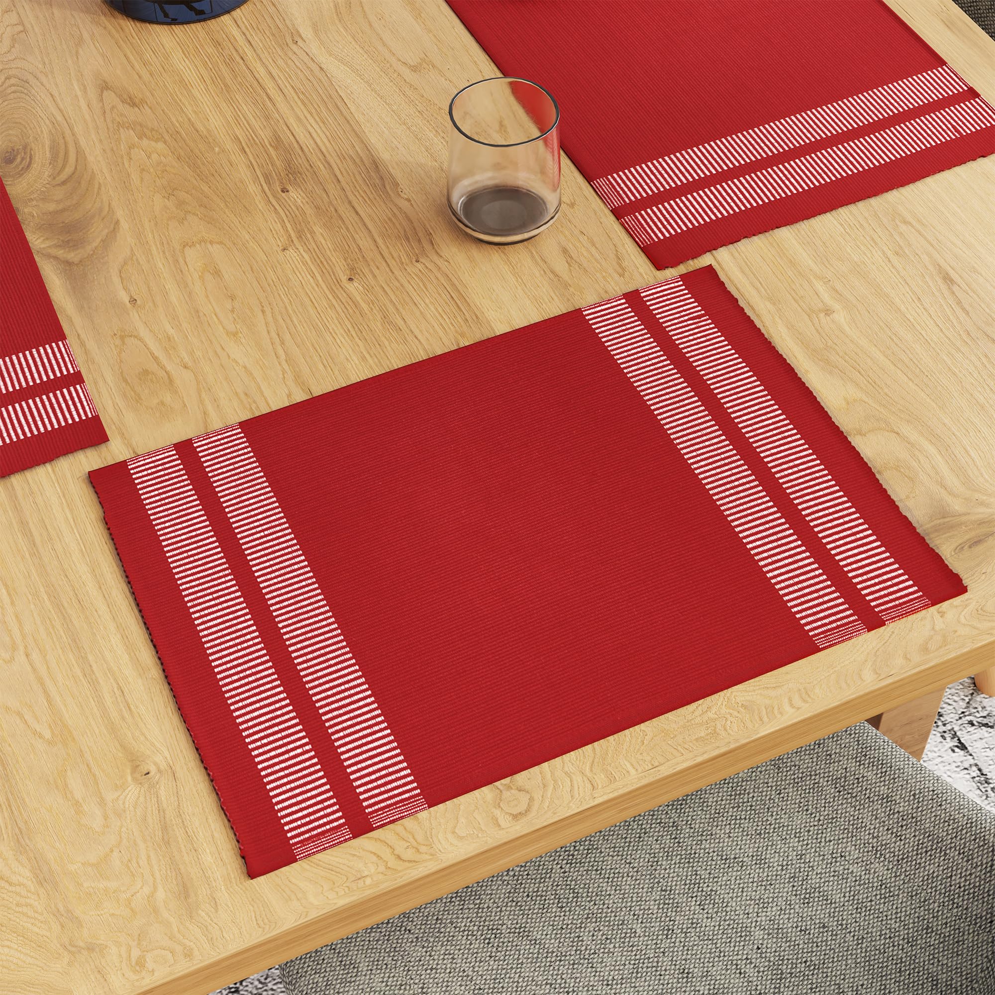 Amazon.com: Encasa XO Dining Placemat Set of 6 | Ladder Red Color ...