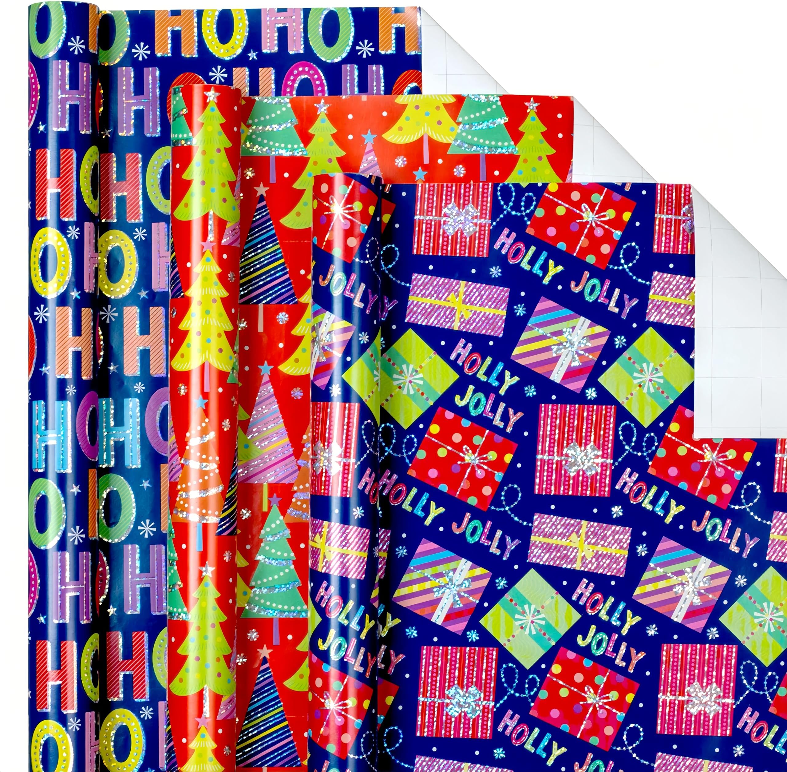 Amazon.com: Hallmark Reversible Christmas Holiday Wrapping Paper Bundle ...