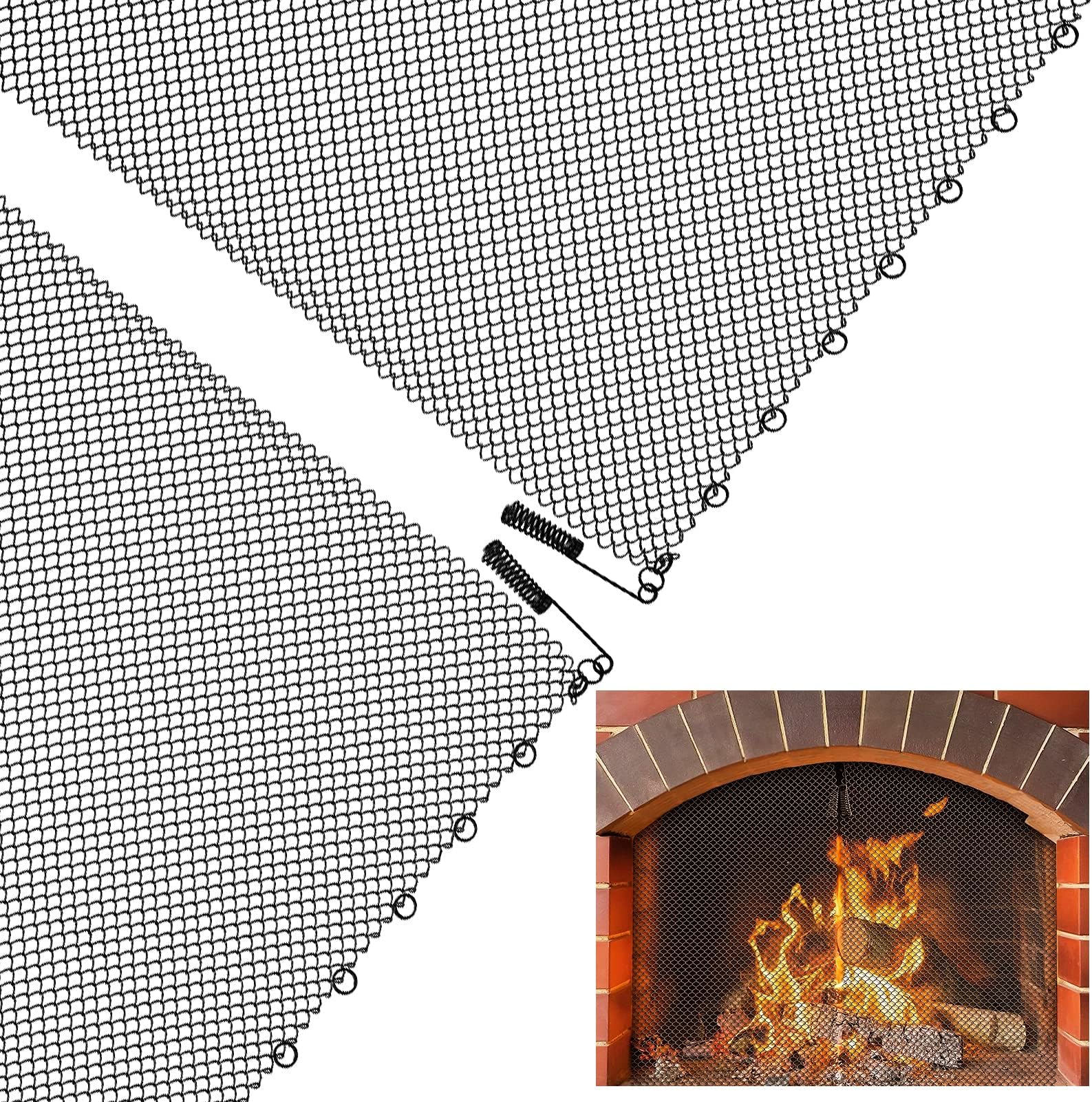 Amazon.com: Fireplace Replacement Black Hanging Mesh Curtain Screens ...