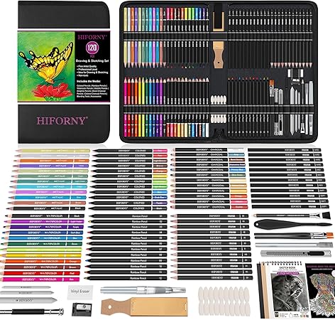 Amazon.com: HIFORNY 120 PCS Drawing Set Sketching Kit, Art Supplies ...