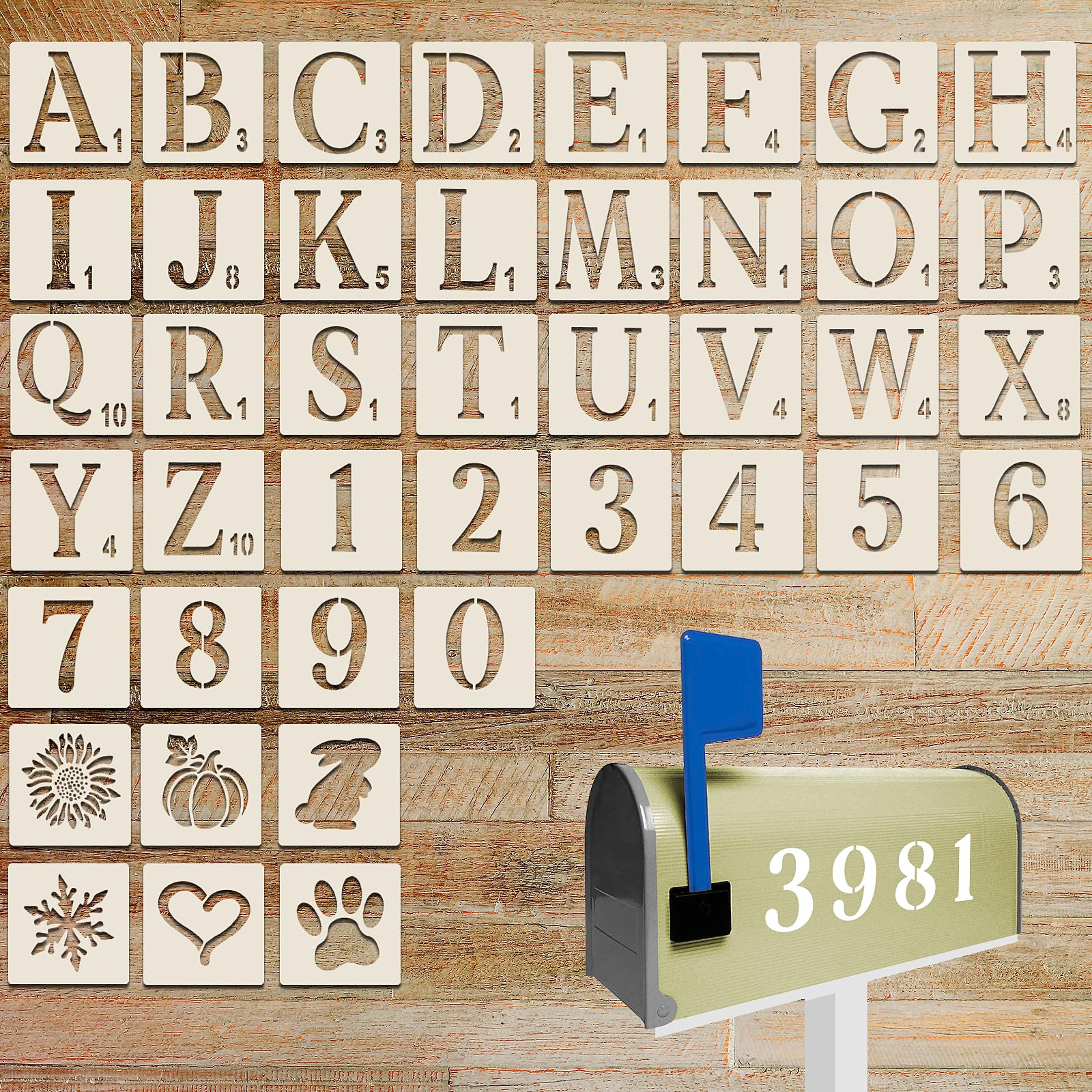 Snapklik.com : 42Pcs Custom Letter Stencils, 2 Inch Alphabet Number ...