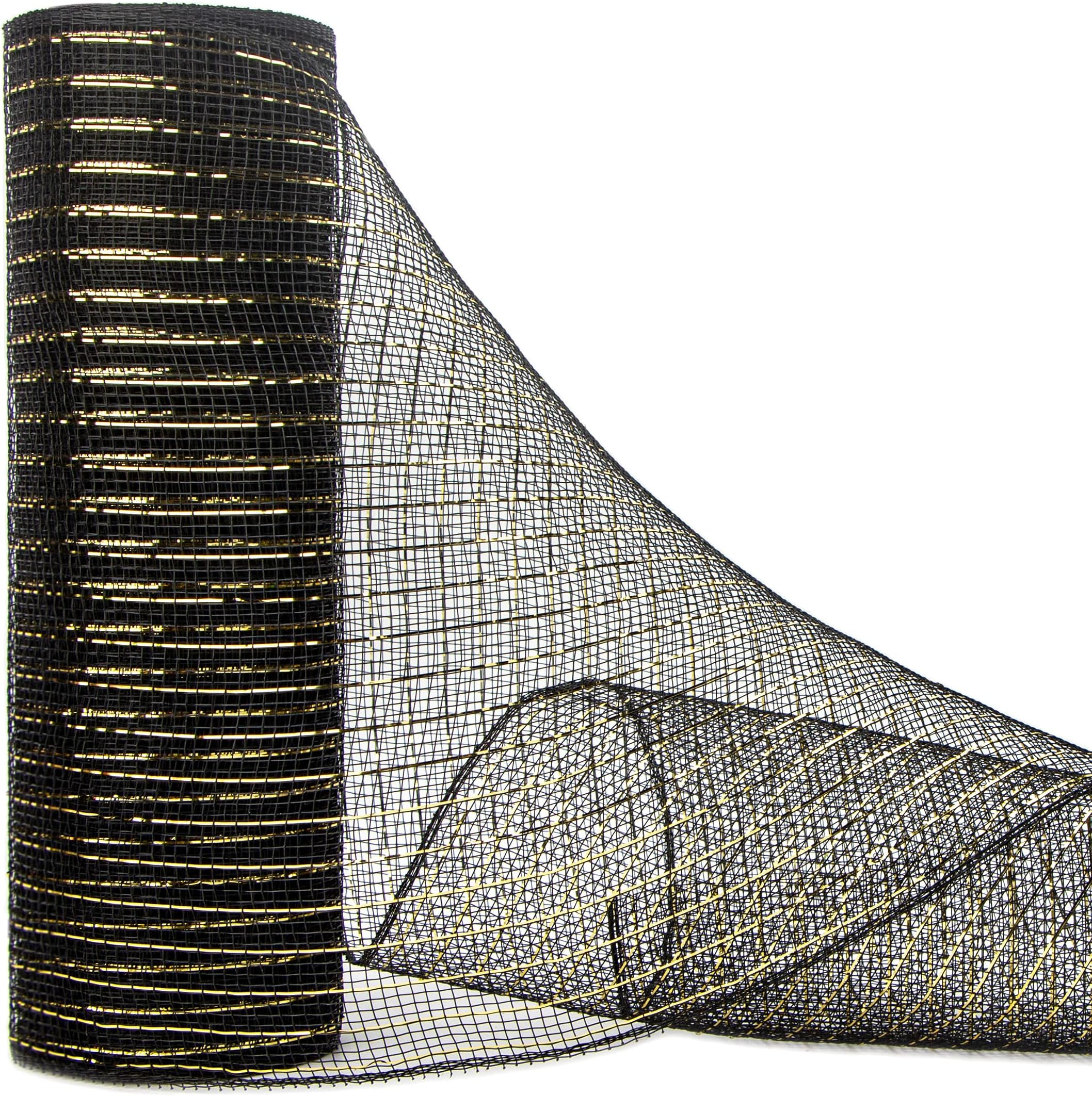 Amazon.com: 10 Inch x 30 Feet Deco Poly Metallic Mesh Ribbon (Black ...