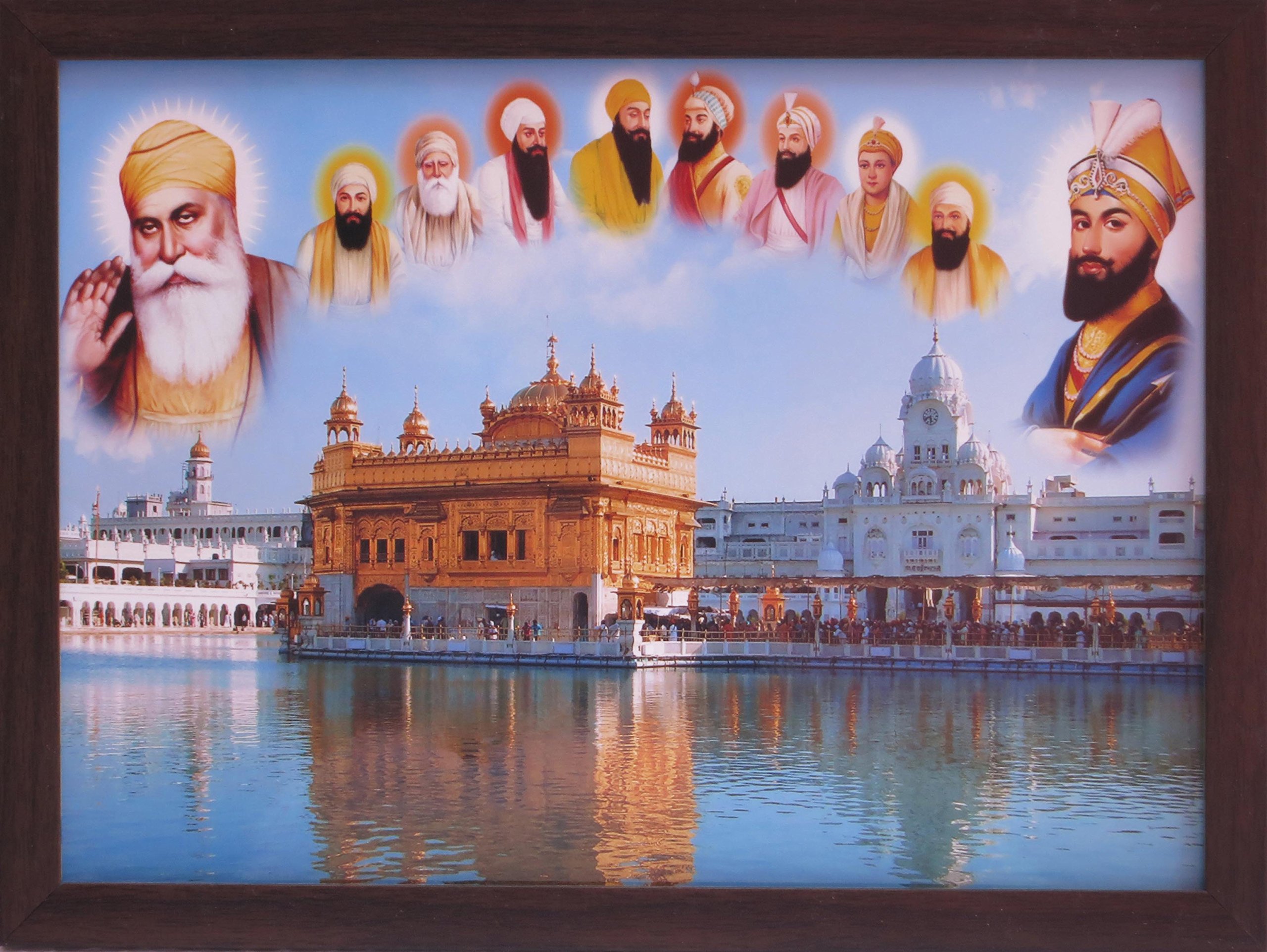 Buy All ten Sikh guru giving blessing from sky to Golden Temple, A rare ...