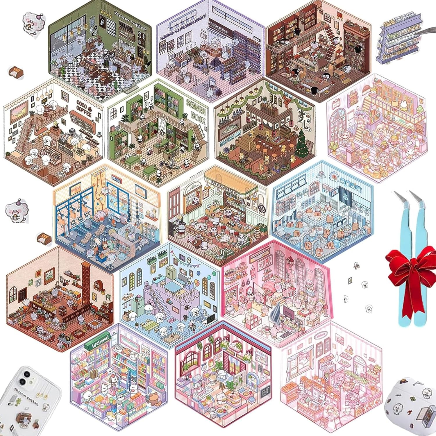 Amazon.com: Isometric Sticker Book,Isometric Sticker Pack,Room Sticker ...