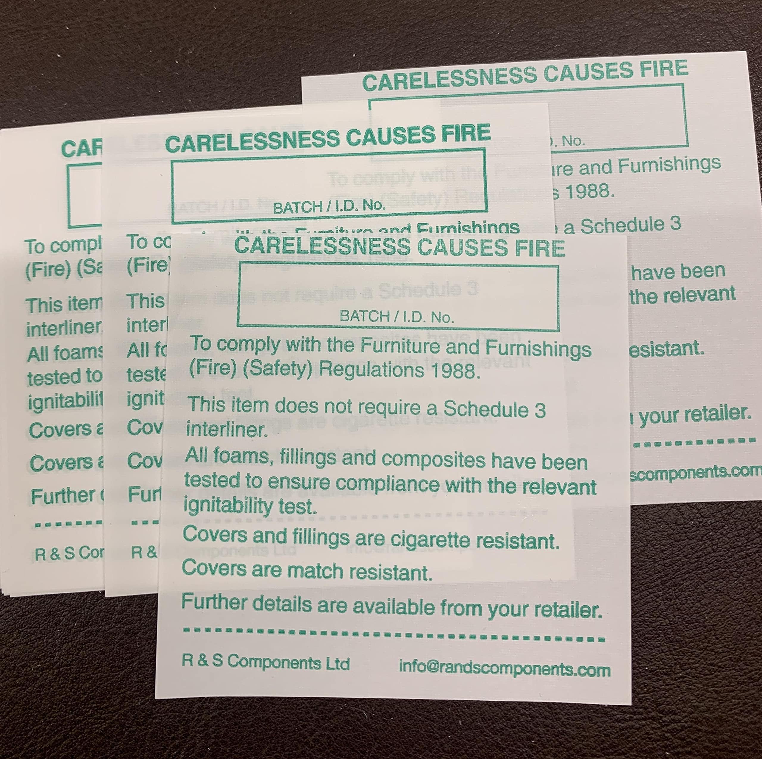 Pack of 10 Upholstery/Furniture Sew On Fire Labels : Amazon.co.uk: DIY ...