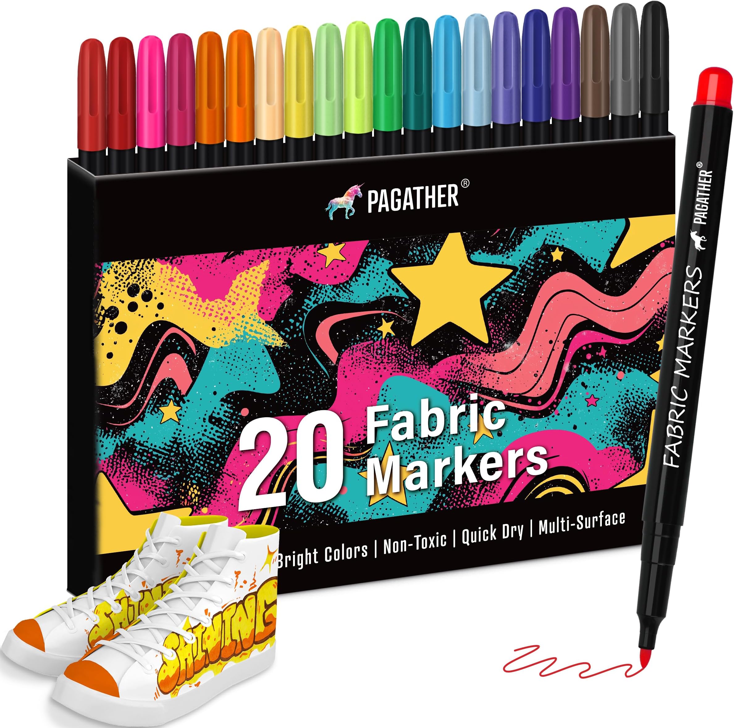 Amazon.com: Zenacolor 40 Fabric Markers Pens Set - Non Toxic, Indelible ...
