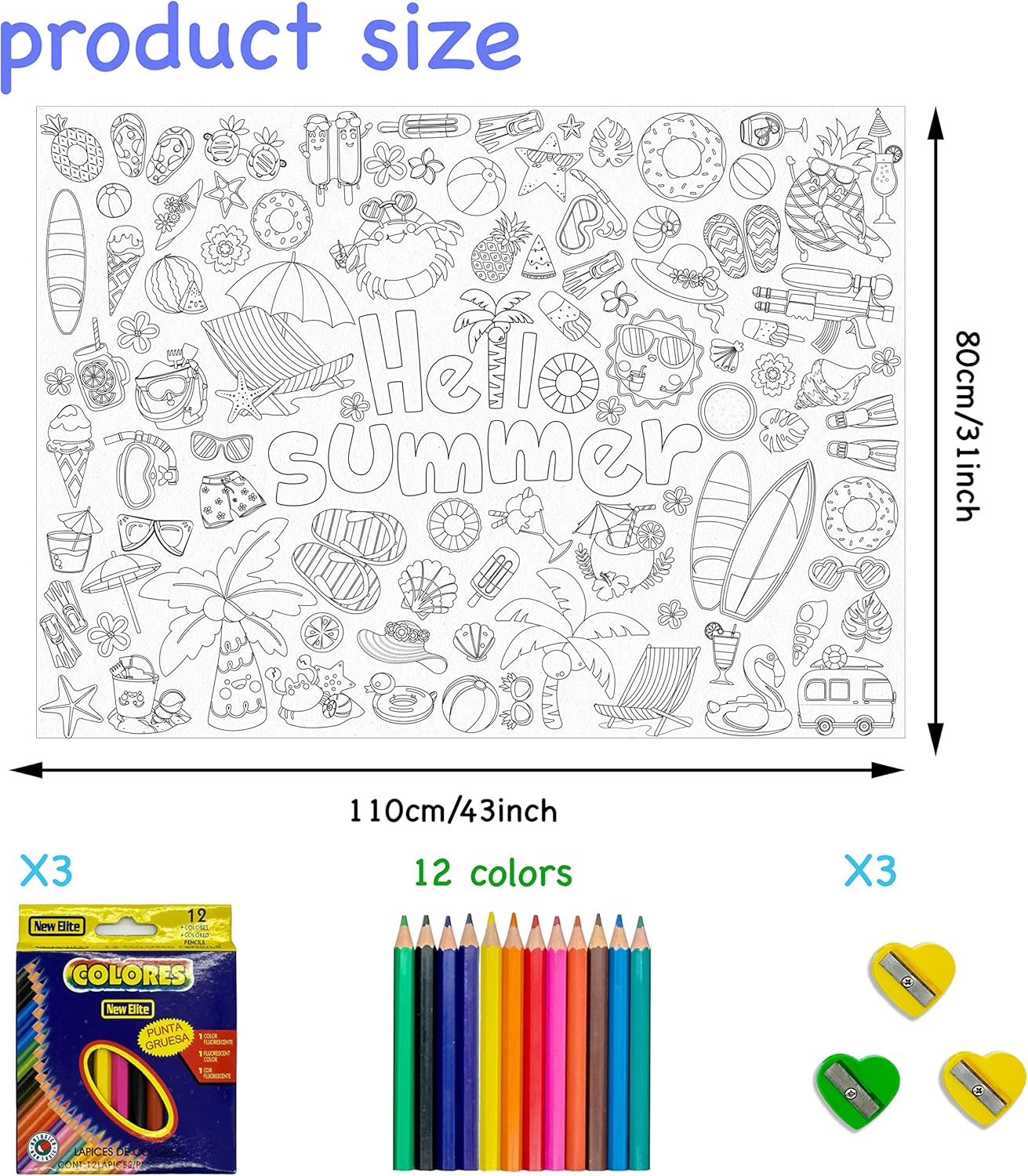 Giant Summer Banner，Beach Coloring Poster Set with Philippines | Ubuy