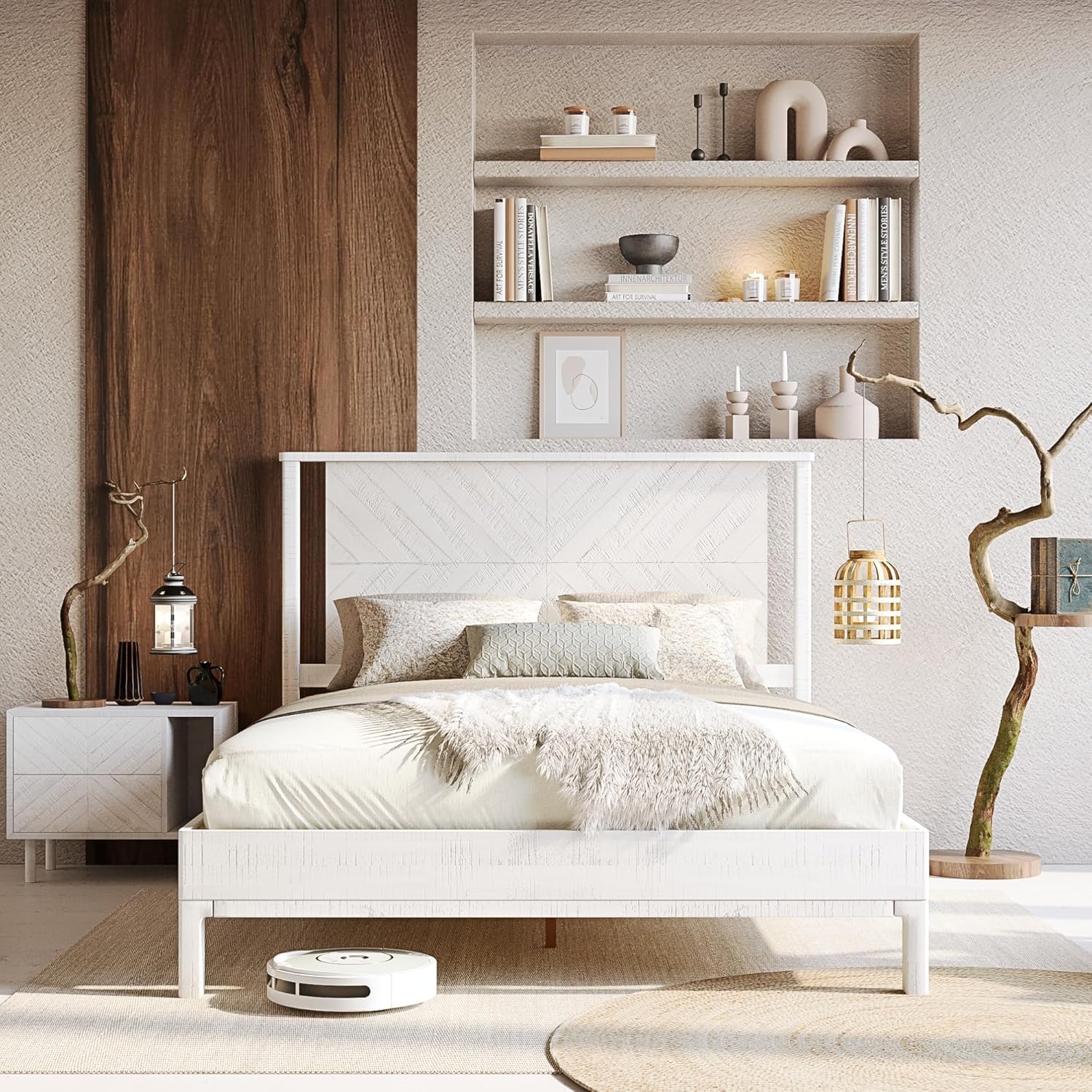 Amazon.com - Bme Vivian 14 Inch Deluxe Bed Frame with Headboard, Rustic ...