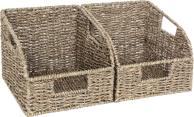 StorageWorks Pantry Wicker Storage Baskets for Organizing with Built-in ...