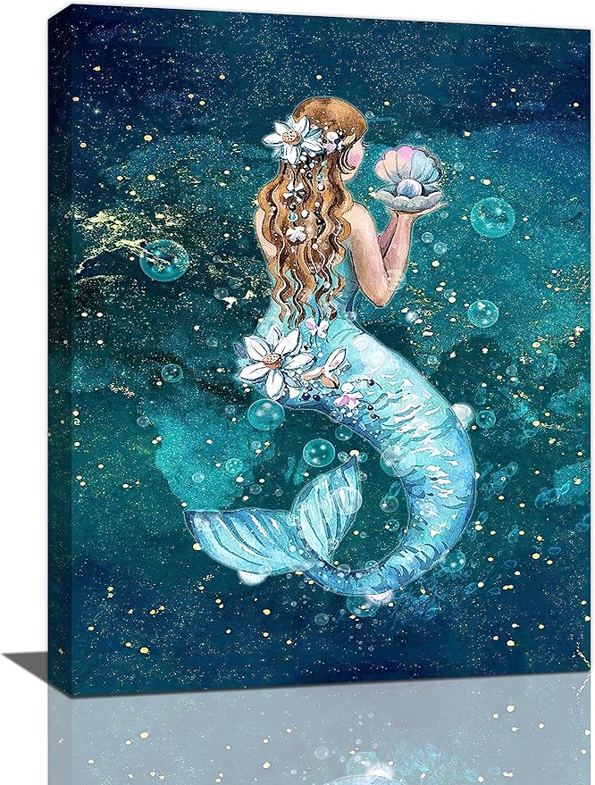 Amazon.com: Taimeng Mermaid Bathroom Wall Art Mermaid Pictures Bathroom ...