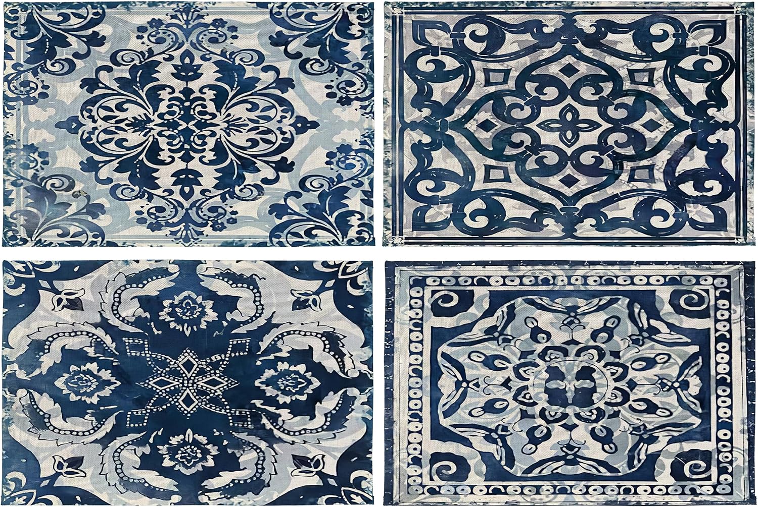 Amazon.com: Navy Blue Boho Placemats Set of 4,Vintage Boho Traditional ...