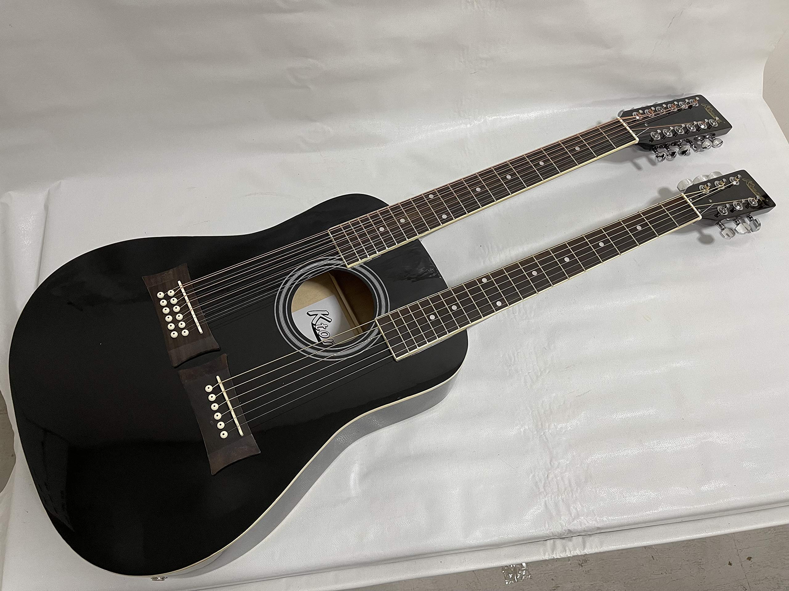 Ktone 6/12 String Acoustic Electric Double Neck Guitar, Black With Case ...