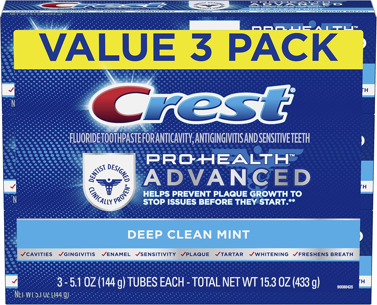 Crest Pro Health Advanced Deep Clean Zahnpasta, Minze, 432 g, 3er-Pack ...