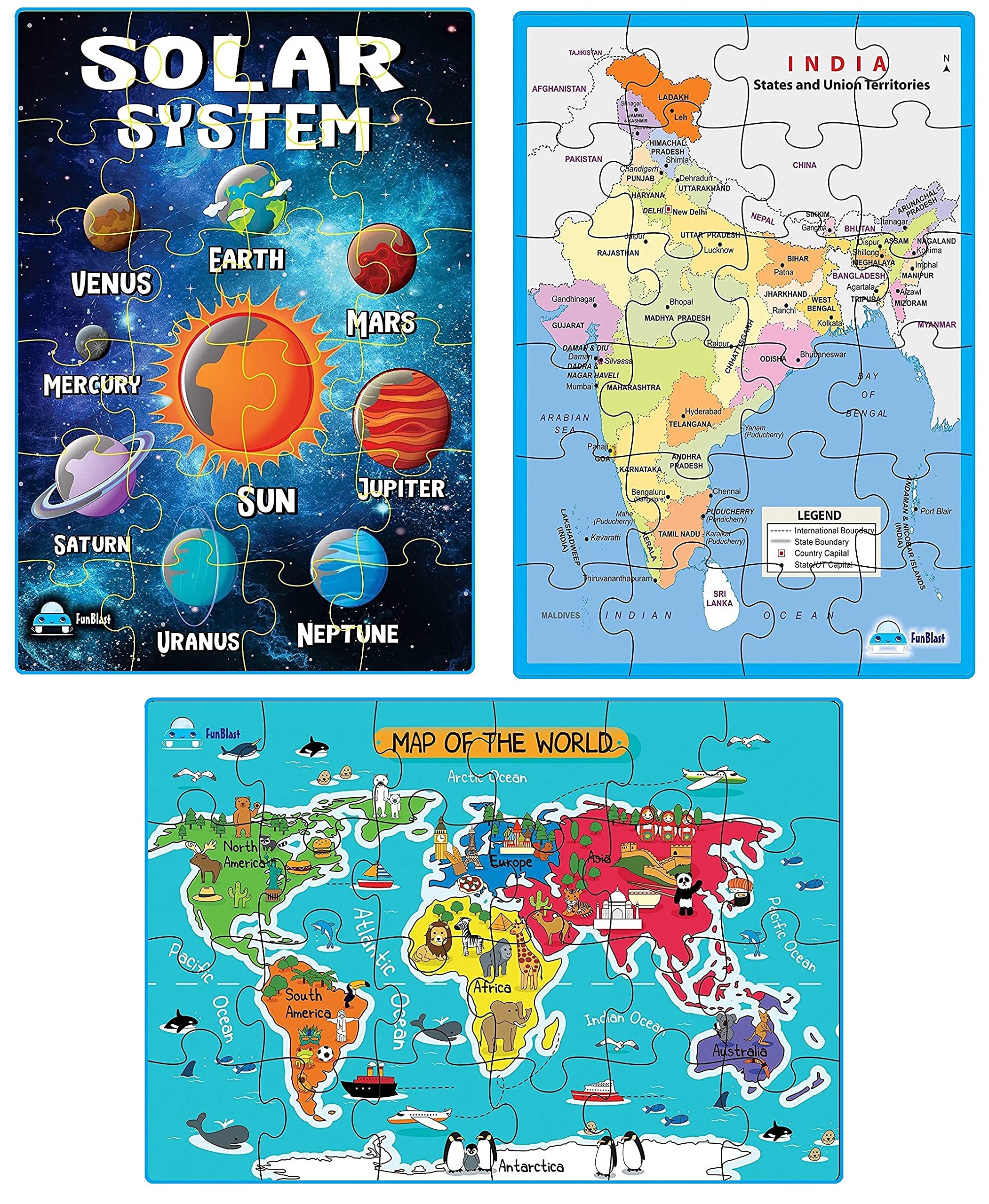 Buy FunBlast 3 In 1 Jigsaw Puzzle For Kids Solar System Of India And World Jigsaw Puzzles buy-funblast-3-in-1-jigsaw-puzzle-for-kids-solar-system-of-india-and-world-jigsaw-puzzles
