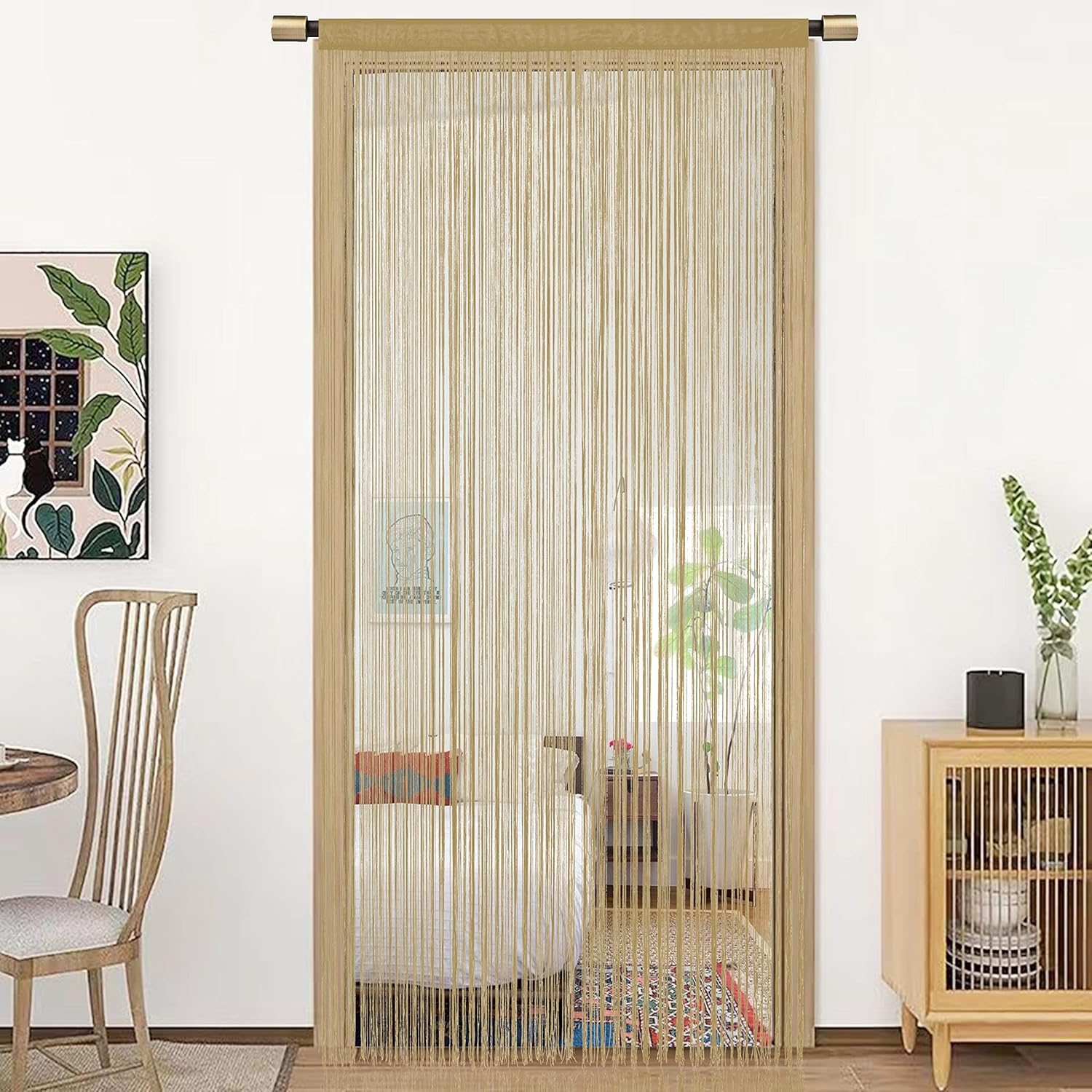 HSYLYM Cortinas de cordão espaguete para portas privacidade moldura de ...