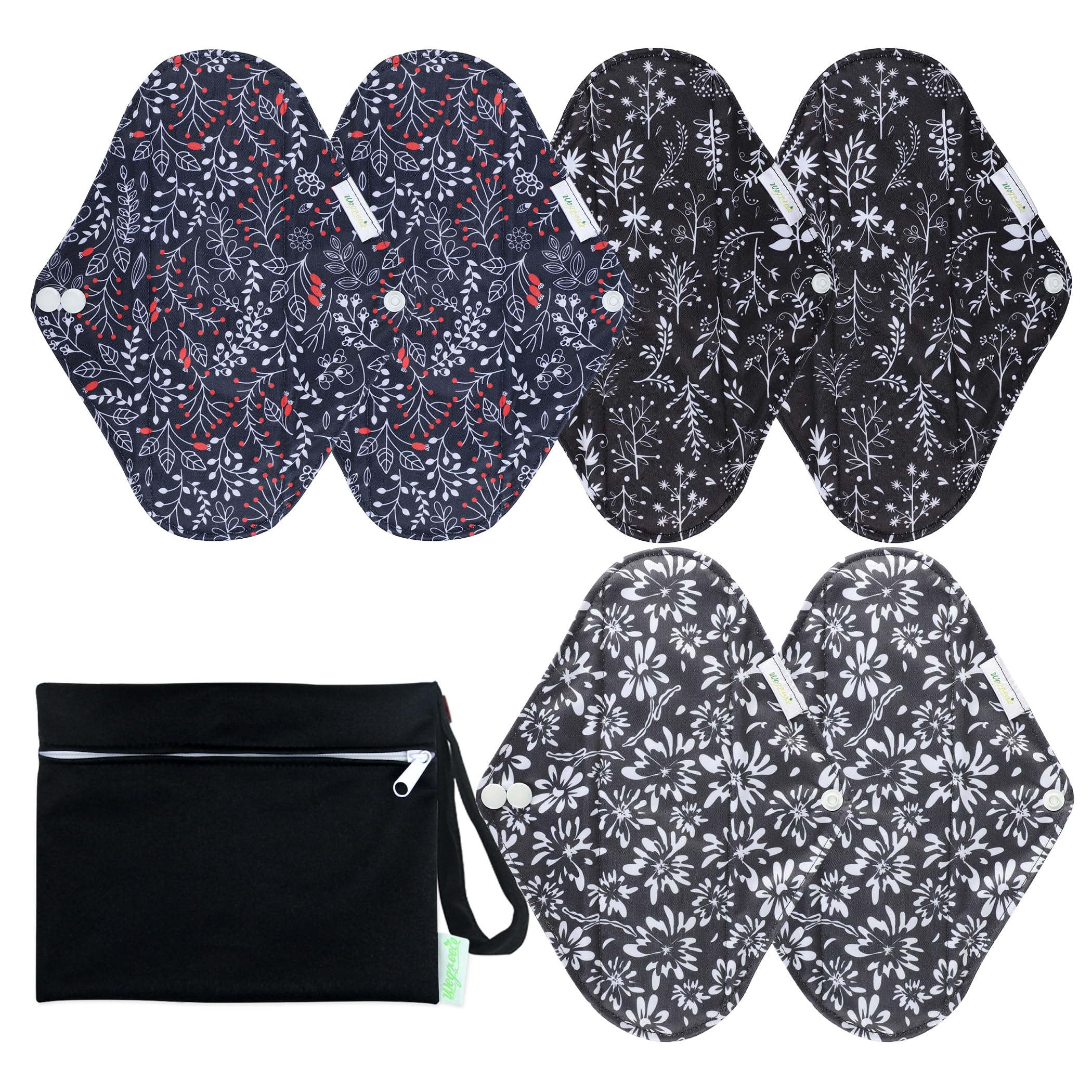 Amazon.com: wegreeco Charcoal Reusable Sanitary Pads - Cloth Sanitary ...