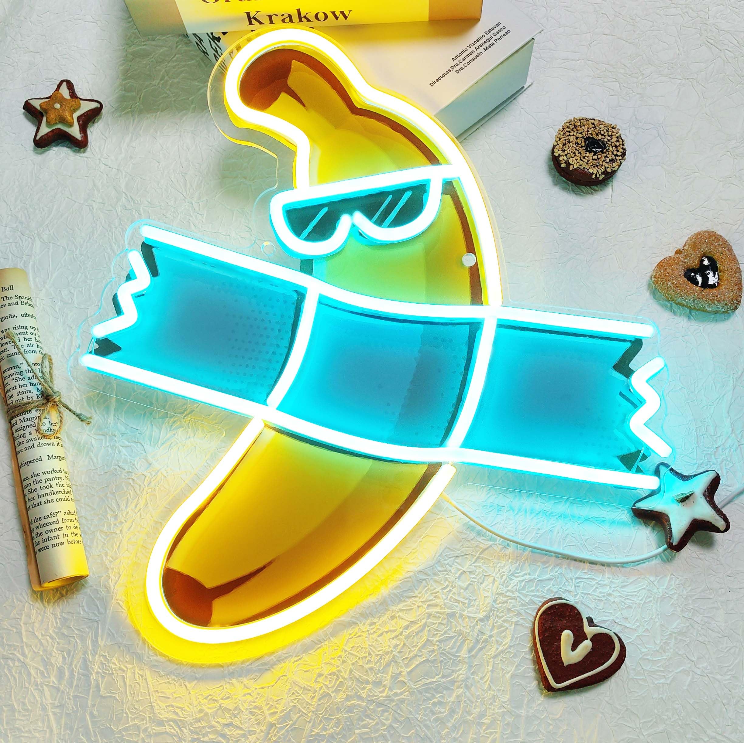 Banana Neon Sign Dimmable LED Neon Light Sign for Kitchen Fruit Shop ...