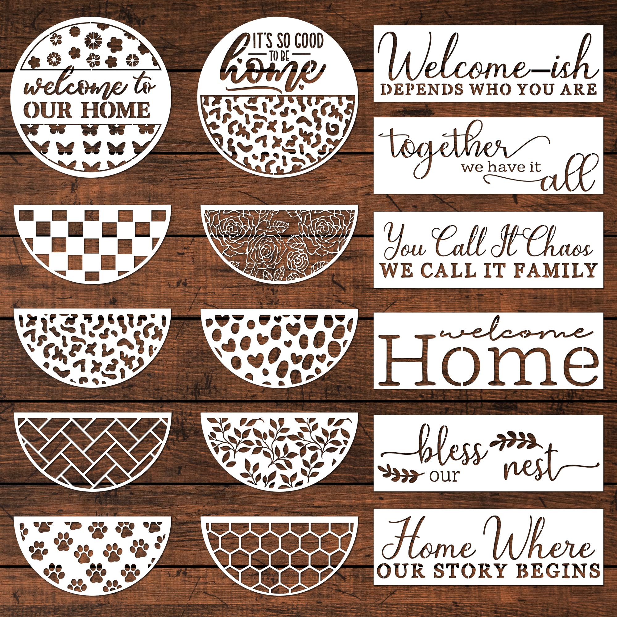 Amazon.com : Keluna Welcome Home Stencils for Painting on Wood, 16 Pcs ...