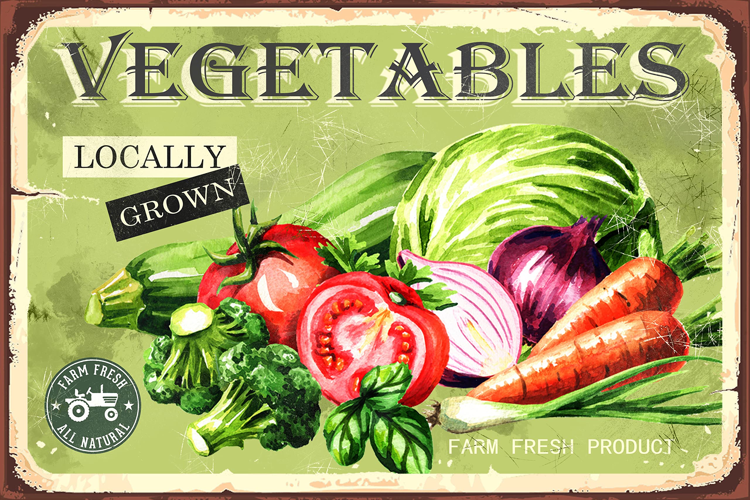 Vintage Vegetable Signs Fresh Fruit And Vegetables Sign Vintage Retro