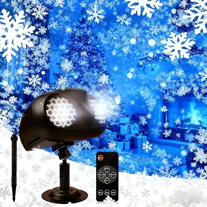 Snow Projector Lights, Christmas Snowflake Night Projection Lamp, IP65 ...